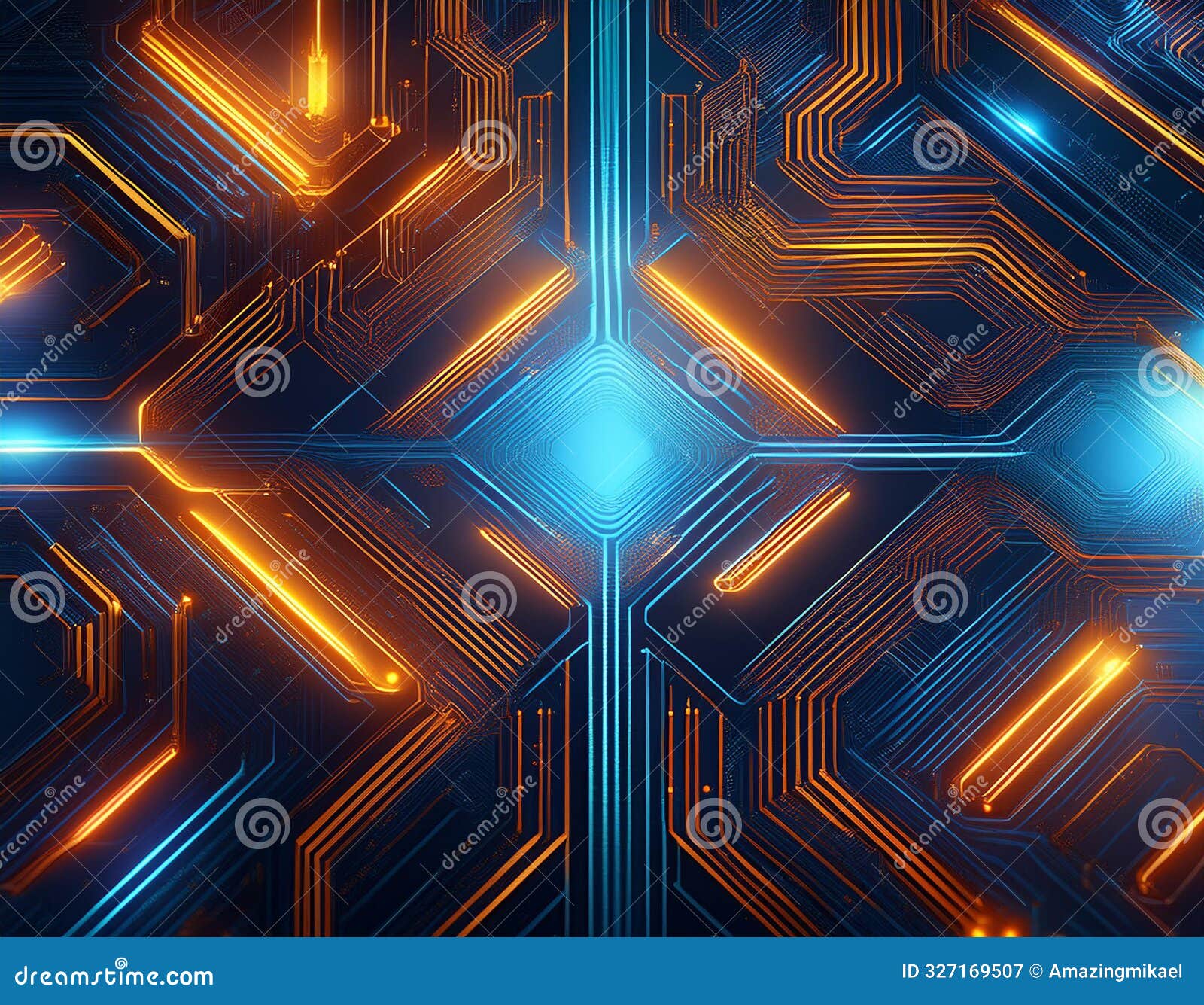 Sleek Technology Background with Circuit Patterns and Glowing Lines ...
