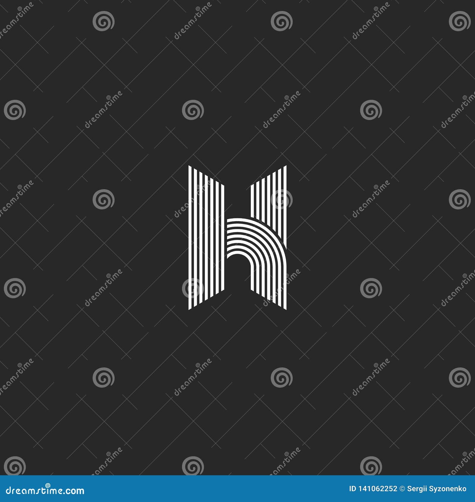 Sleek Thin Lines Geometry H Letter Logo Monogram Mockup, Black and ...