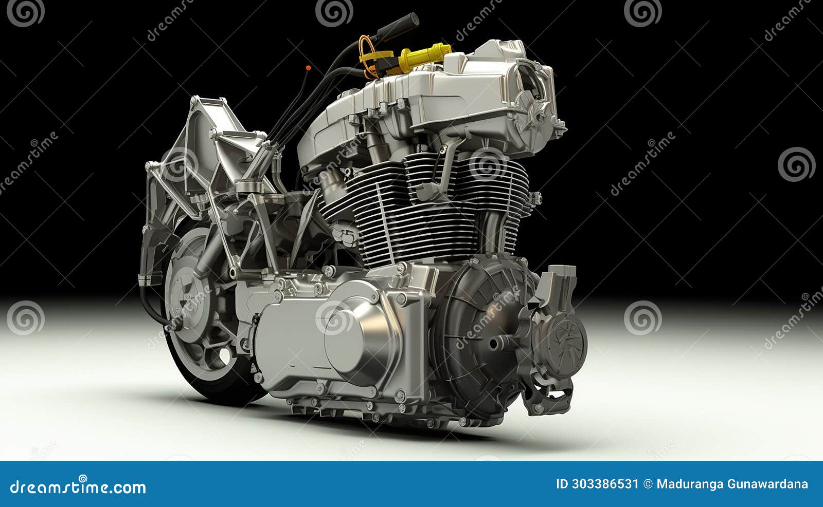 Sleek and Transparent Engine Structure with Shadows on Smooth Floor ...