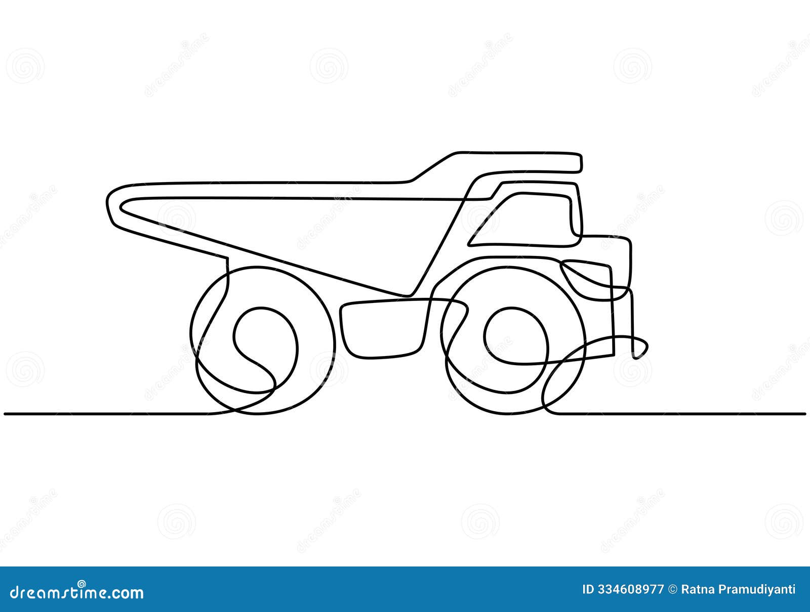 Sleek Vector Continuous Line Drawing of a Dump Truck Construction ...
