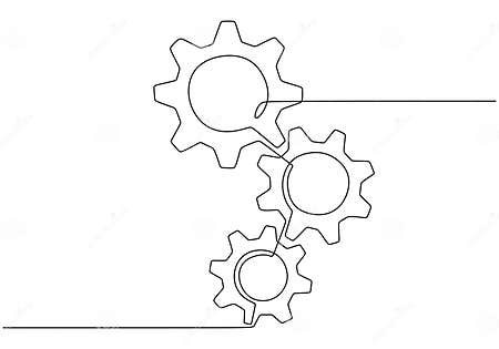 Sleek Vector Design of Interlocking Gears in Continuous Line Art Stock ...