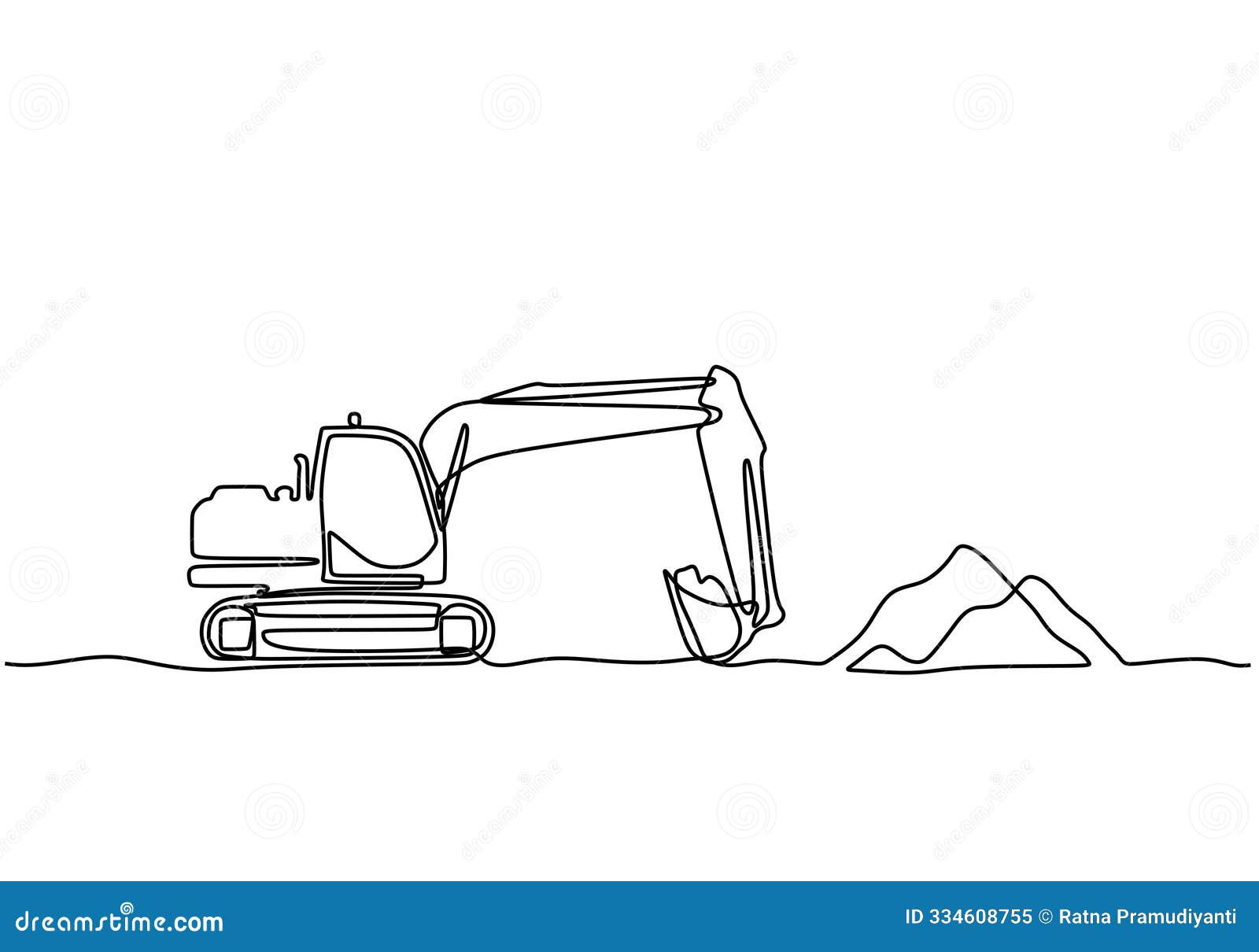 Sleek Vector Style Continuous Line Drawing of an Excavator for ...
