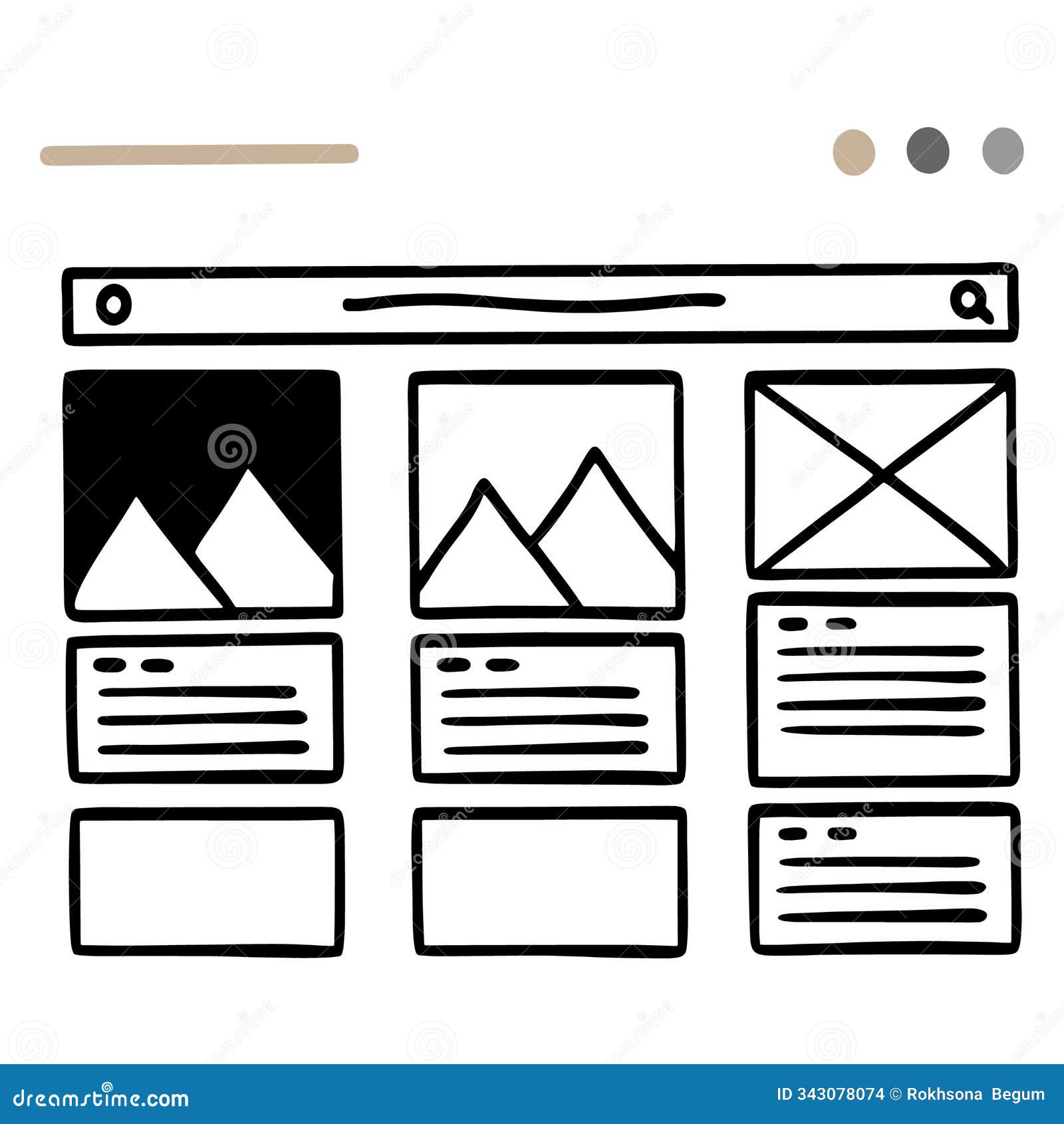 Sleek Website Design Wireframe with Image and Text Placement Stock ...