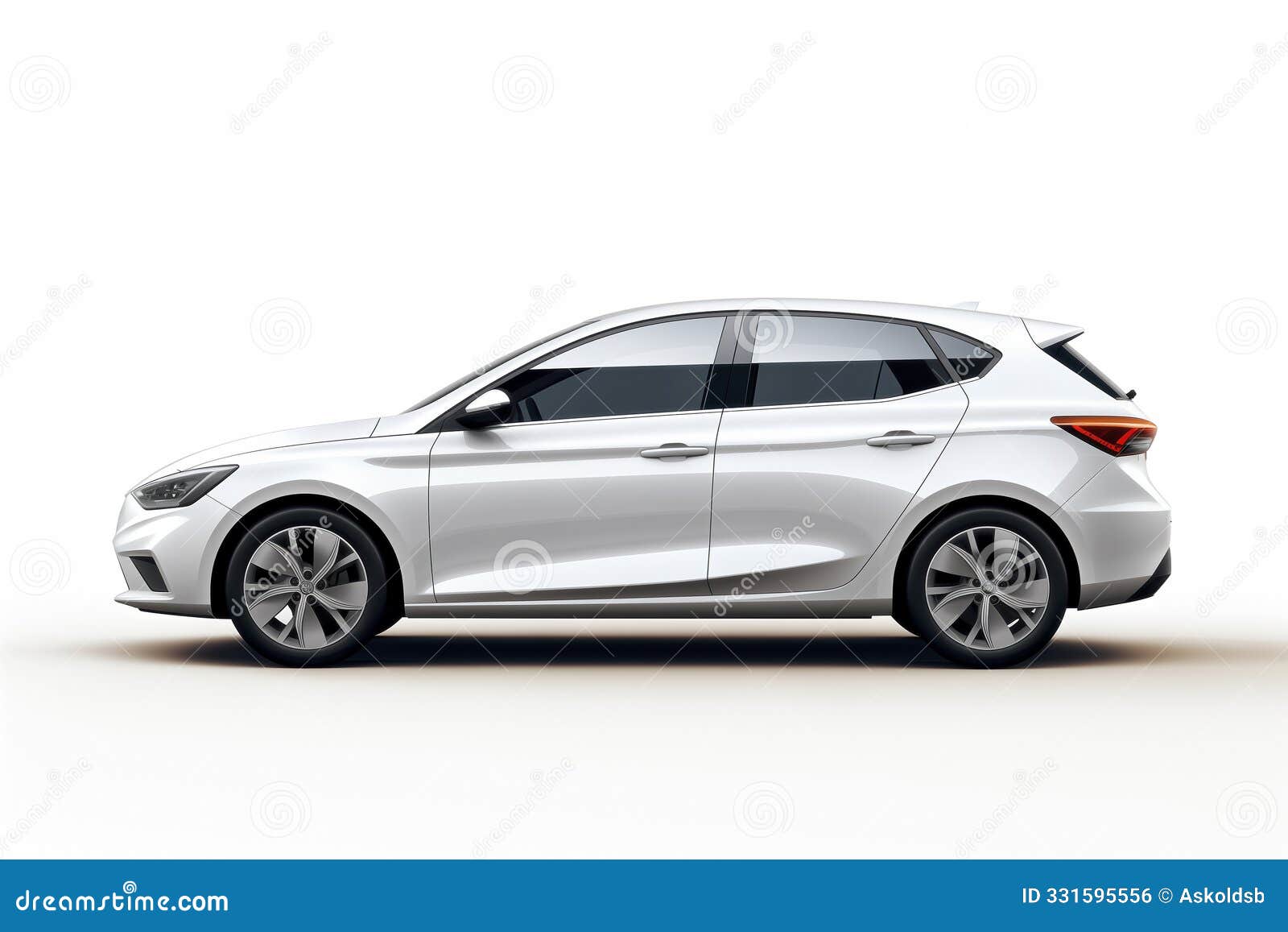 Sleek White Hatchback Car Profile on White Background during Daylight ...