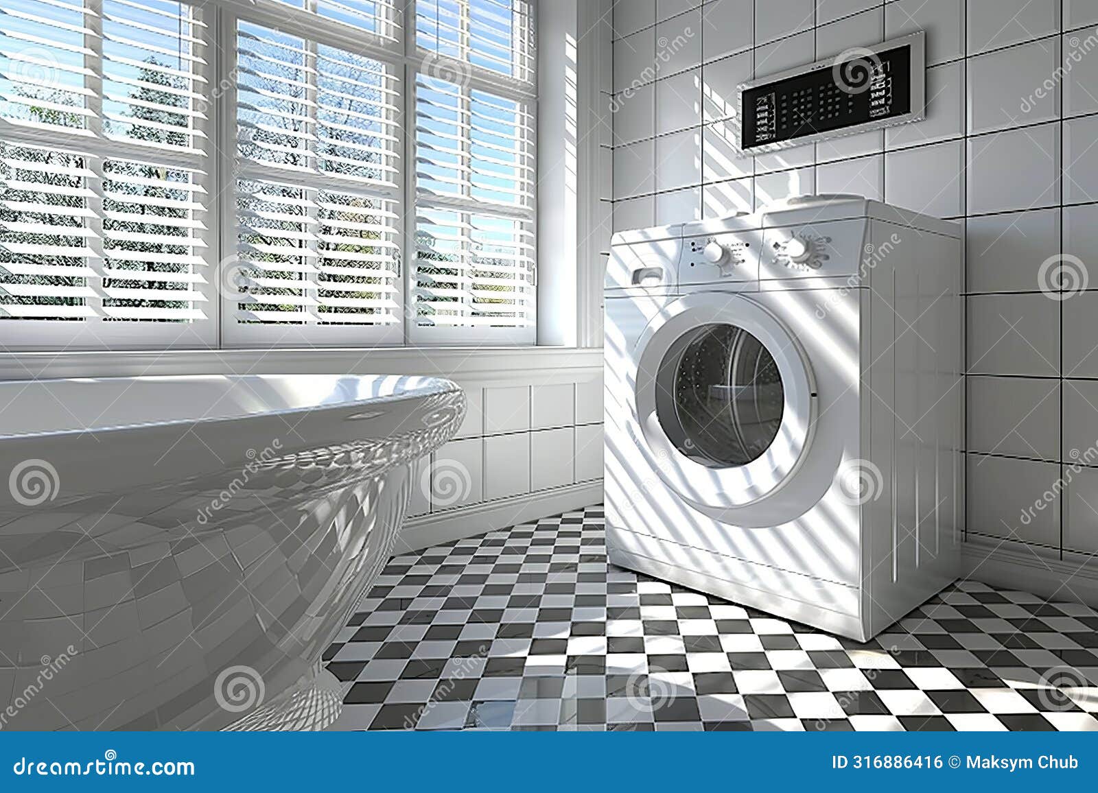 Sleek White High End Washing Machine with Minimalist Design and User ...