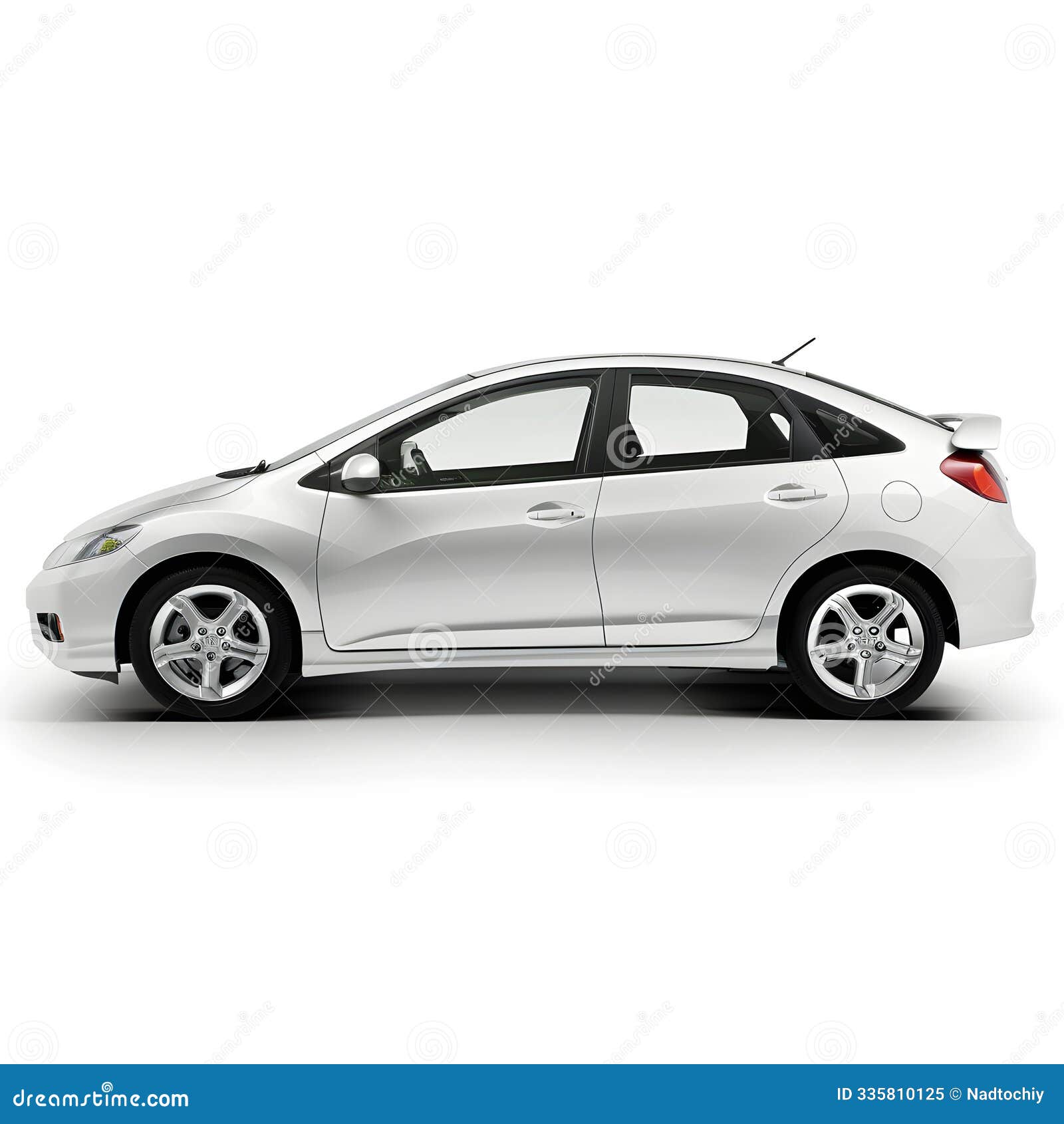 White Modern Compact Car Side View on White Background Stock Image ...