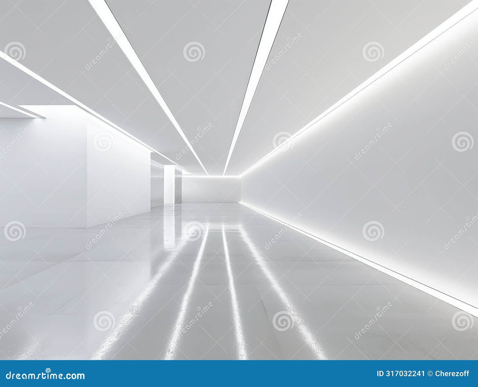 Minimalist White Interior with Dynamic Lighting Stock Image - Image of ...