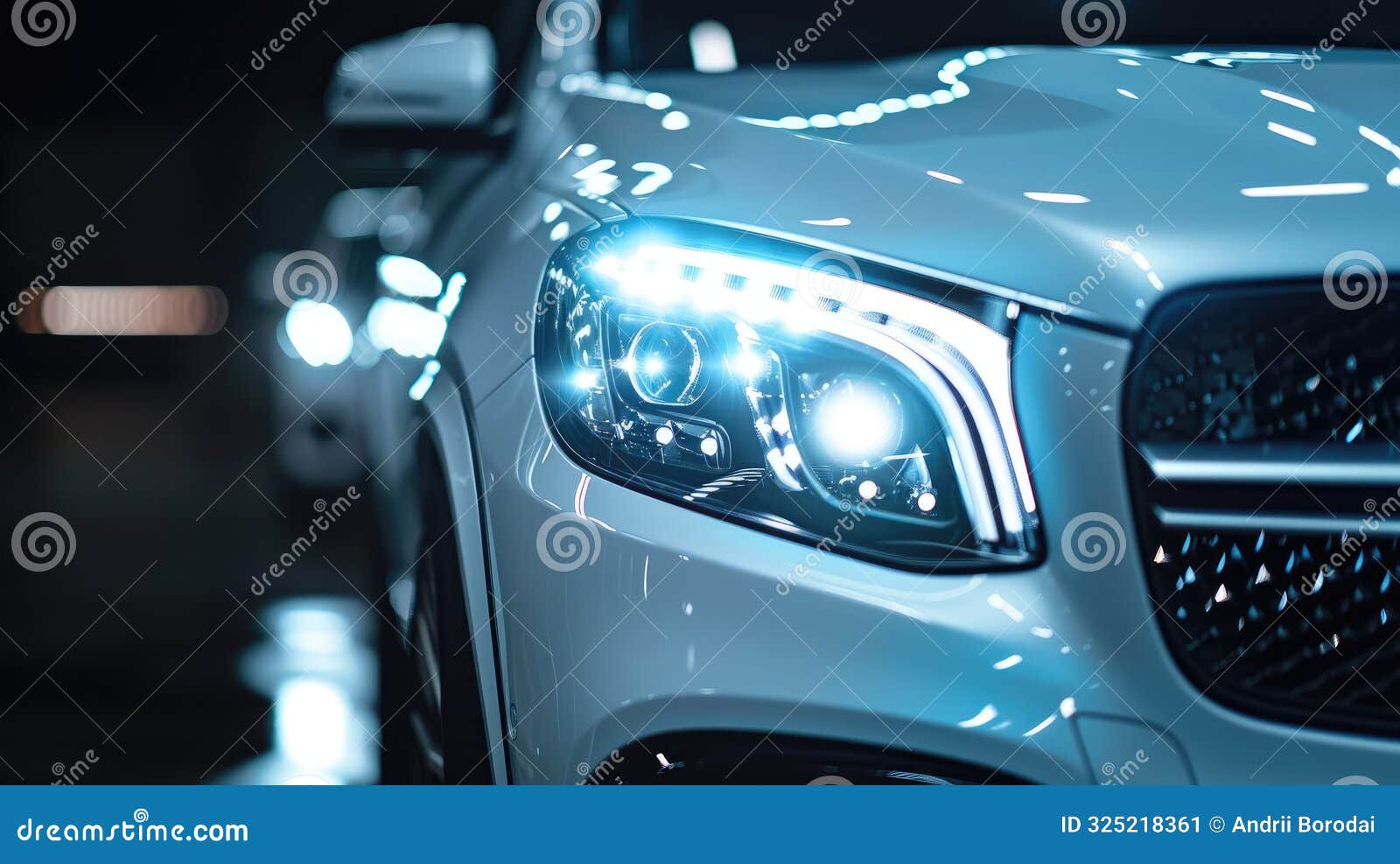 Sleek White SUV Spotlight of Car. Stock Illustration - Illustration of ...