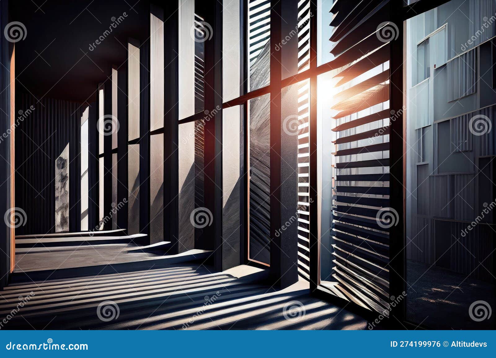 Sleek Windows with Directional Louvers that Bring Natural Light Stock ...