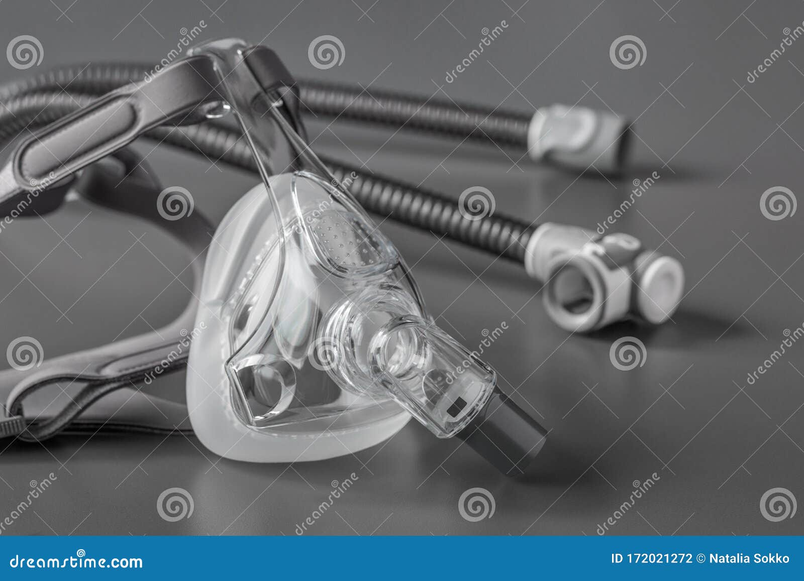 Sleep Apnea CPAP Mask on the Grey Background Stock Photo - Image of ...