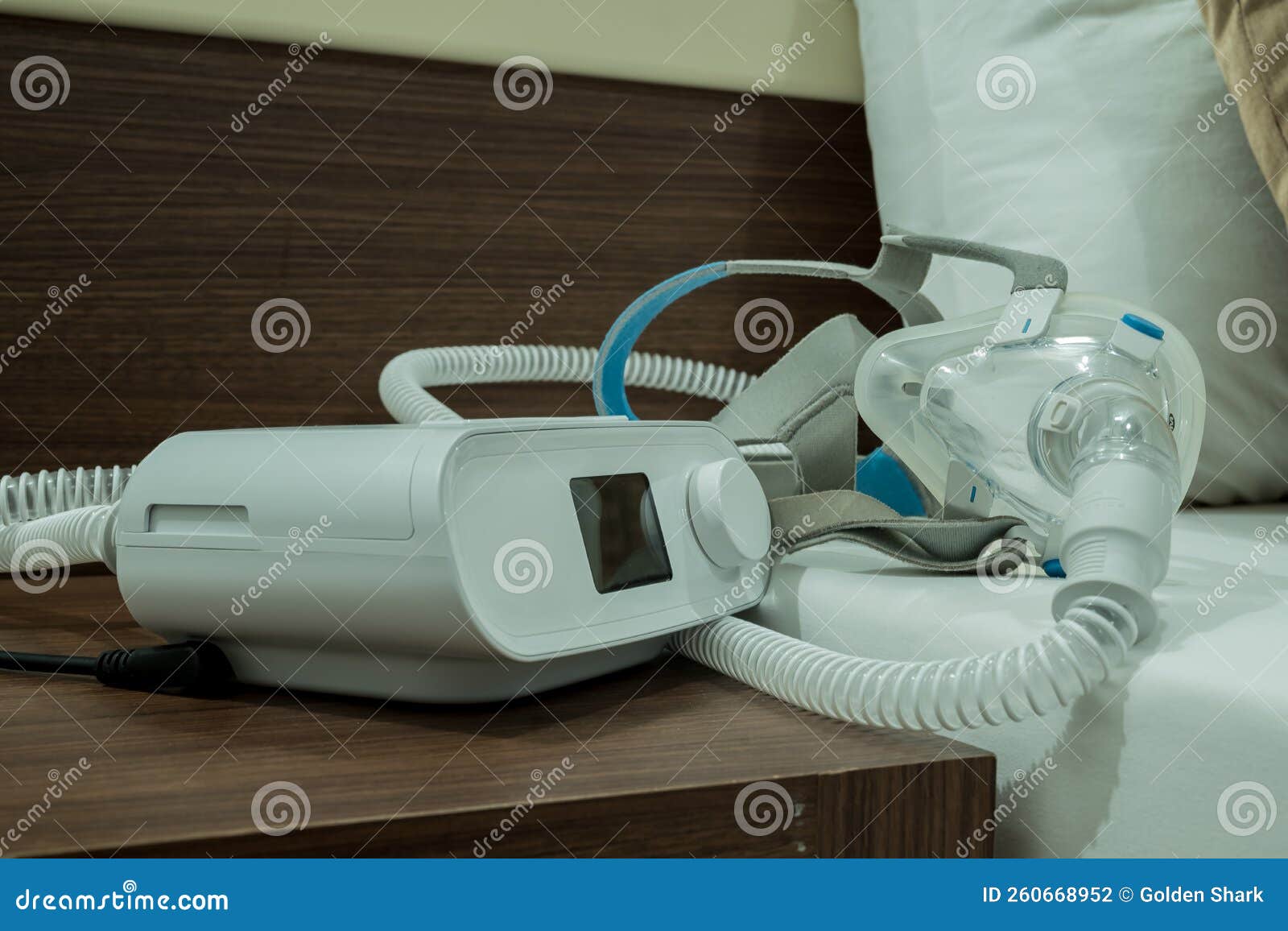 Sleep Apnea Therapy, CPAP Machine with Mask Stock Photo - Image of ...