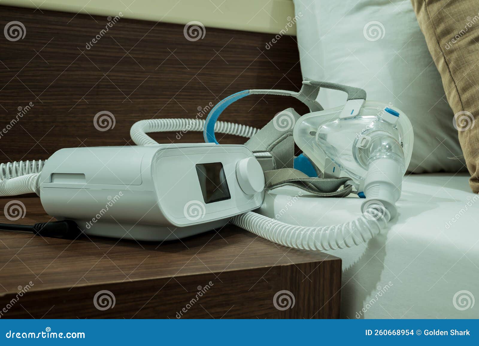 Sleep Apnea Therapy, CPAP Machine with Mask Stock Photo - Image of ...