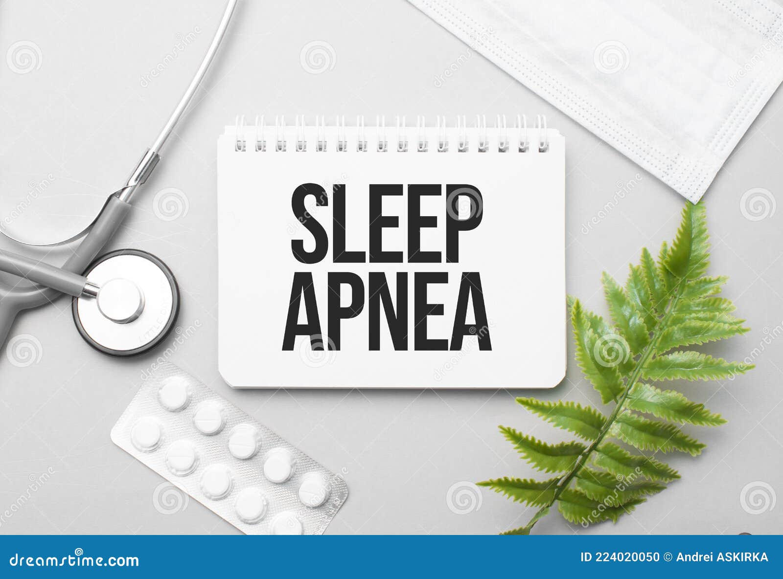 Sleep Apnea Word on Notebook,stethoscope and Green Plant Stock Photo ...