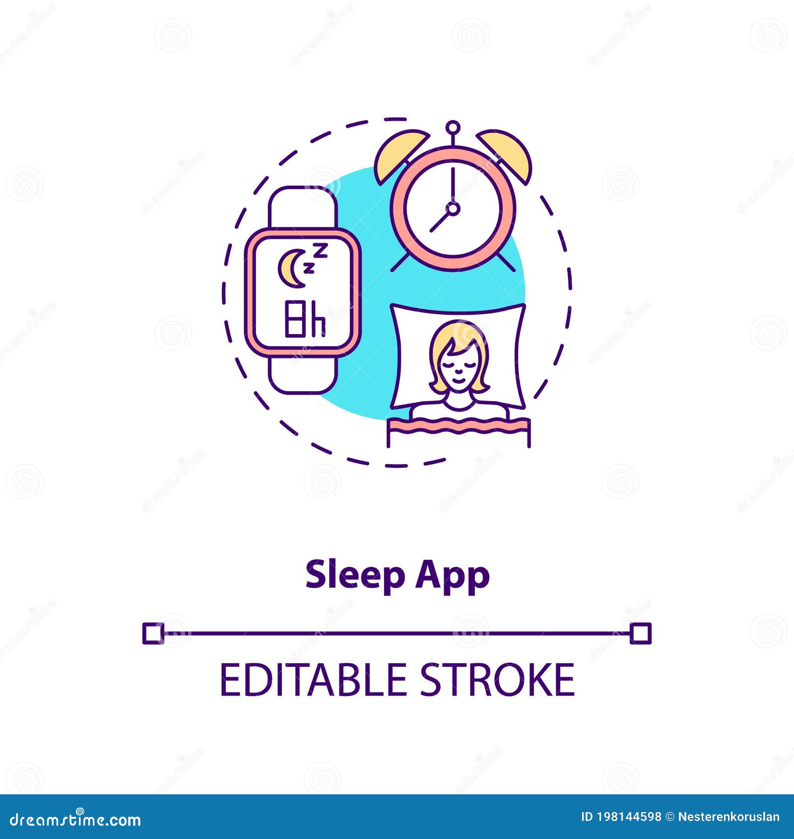 Sleep app concept icon stock vector. Illustration of complex - 198144598