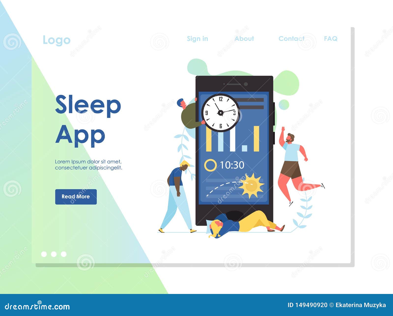 Sleep App Vector Website Landing Page Design Template Stock Vector ...