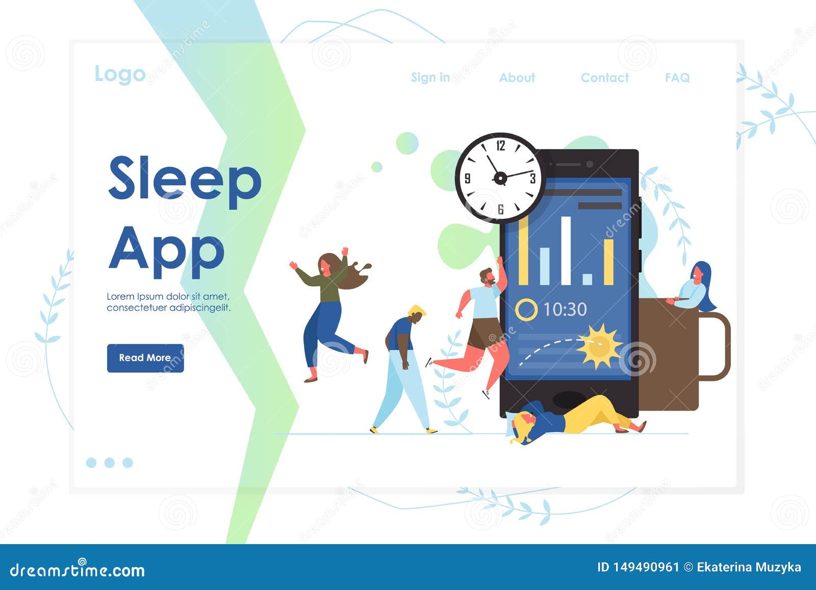 Sleep App Vector Website Landing Page Design Template Stock Vector ...