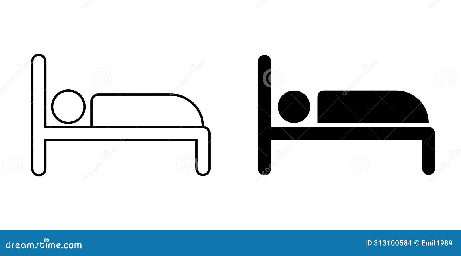 Sleep Bed Icon Set Basic Simple Design. Vector Stock Illustration ...