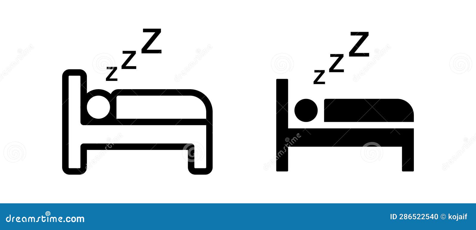 Sleep on the Bed Vector Icon Set. Sleeping, Rest Symbol Stock Vector ...