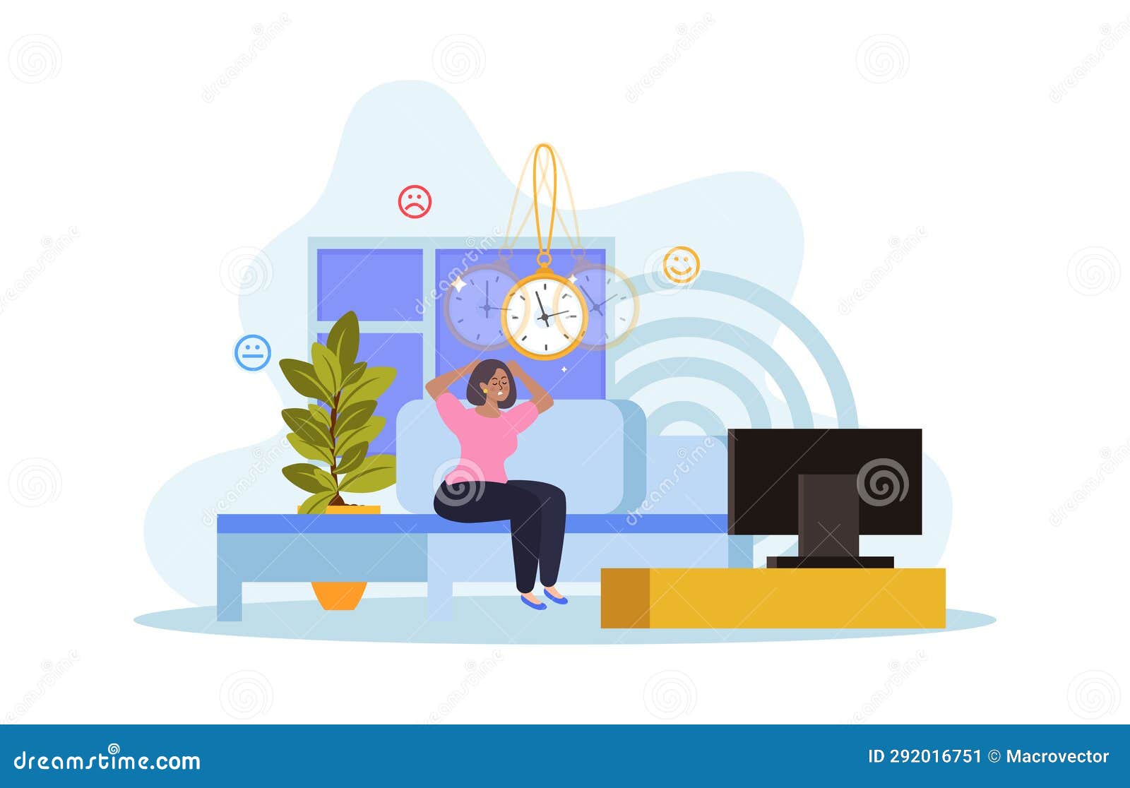 Woman Awake Morning In Comfortable Bed Vector | CartoonDealer.com ...