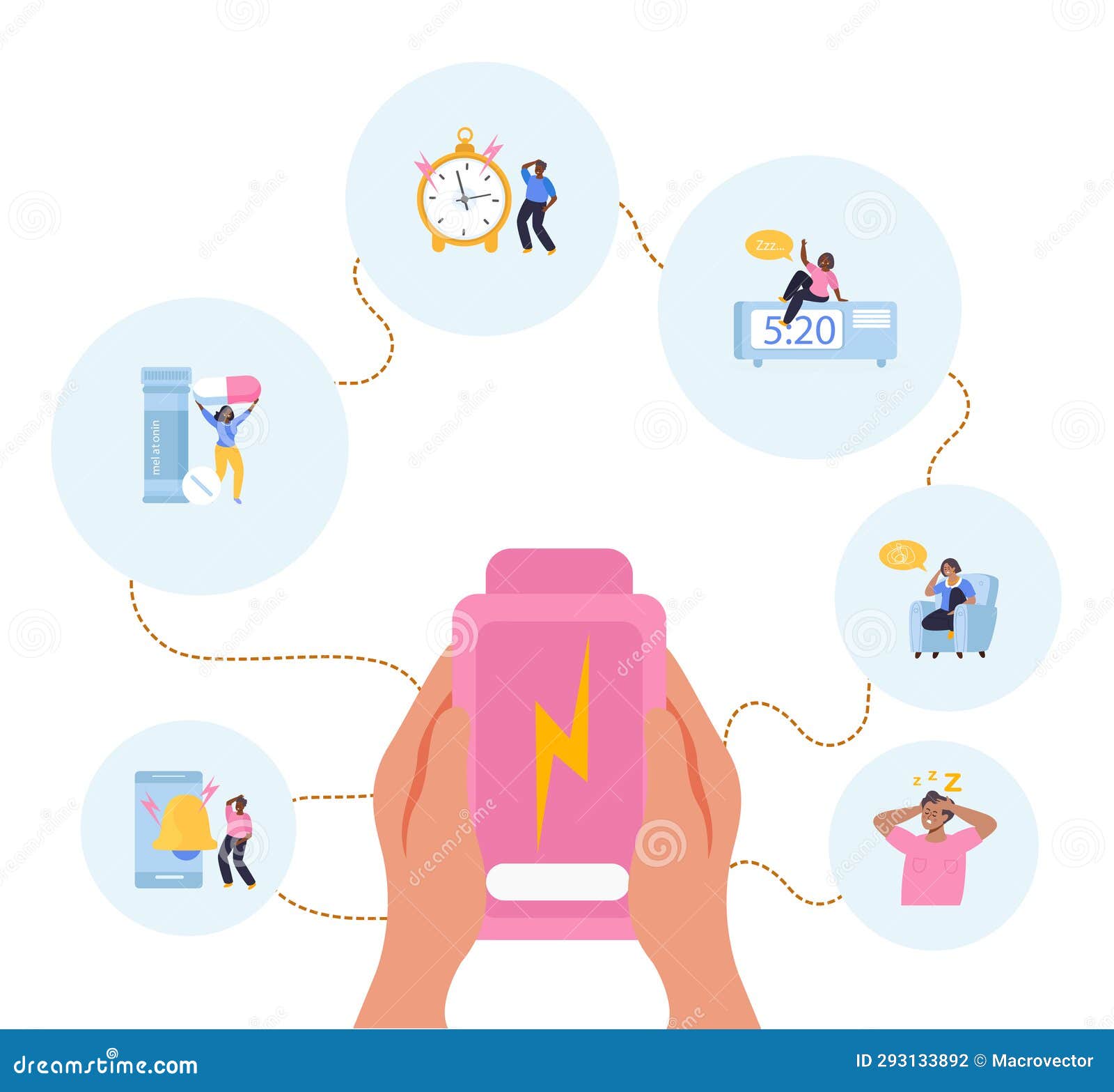 Sleep Disorder Flat stock illustration. Illustration of problem - 293133892