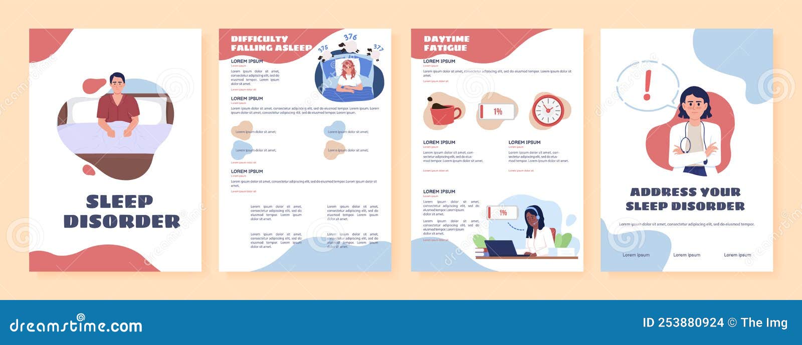 Sleep Disorder Flat Vector Brochure Template Stock Vector ...