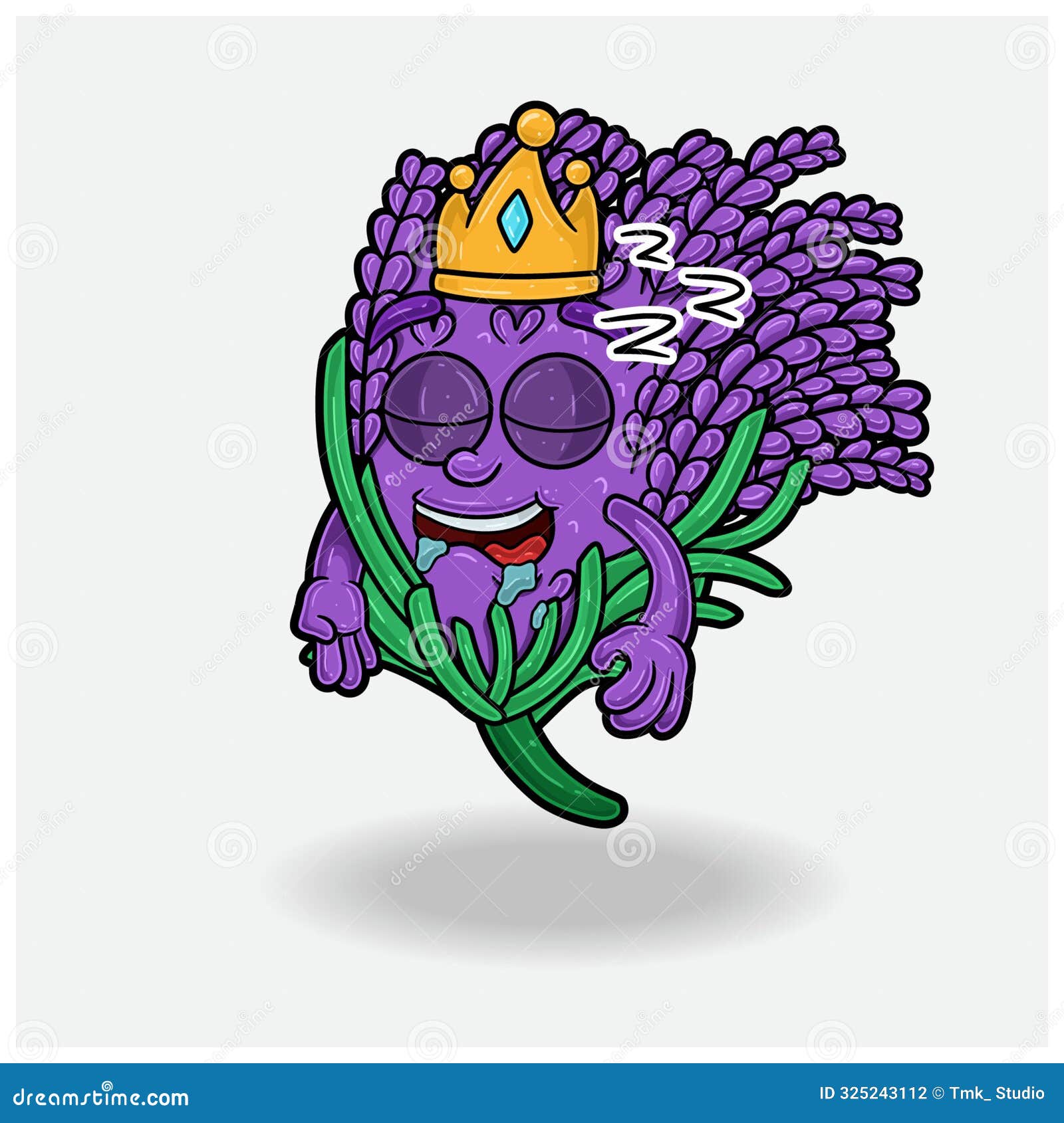 Sleep Expression with Lavender Fruit Crown Mascot Character Cartoon ...
