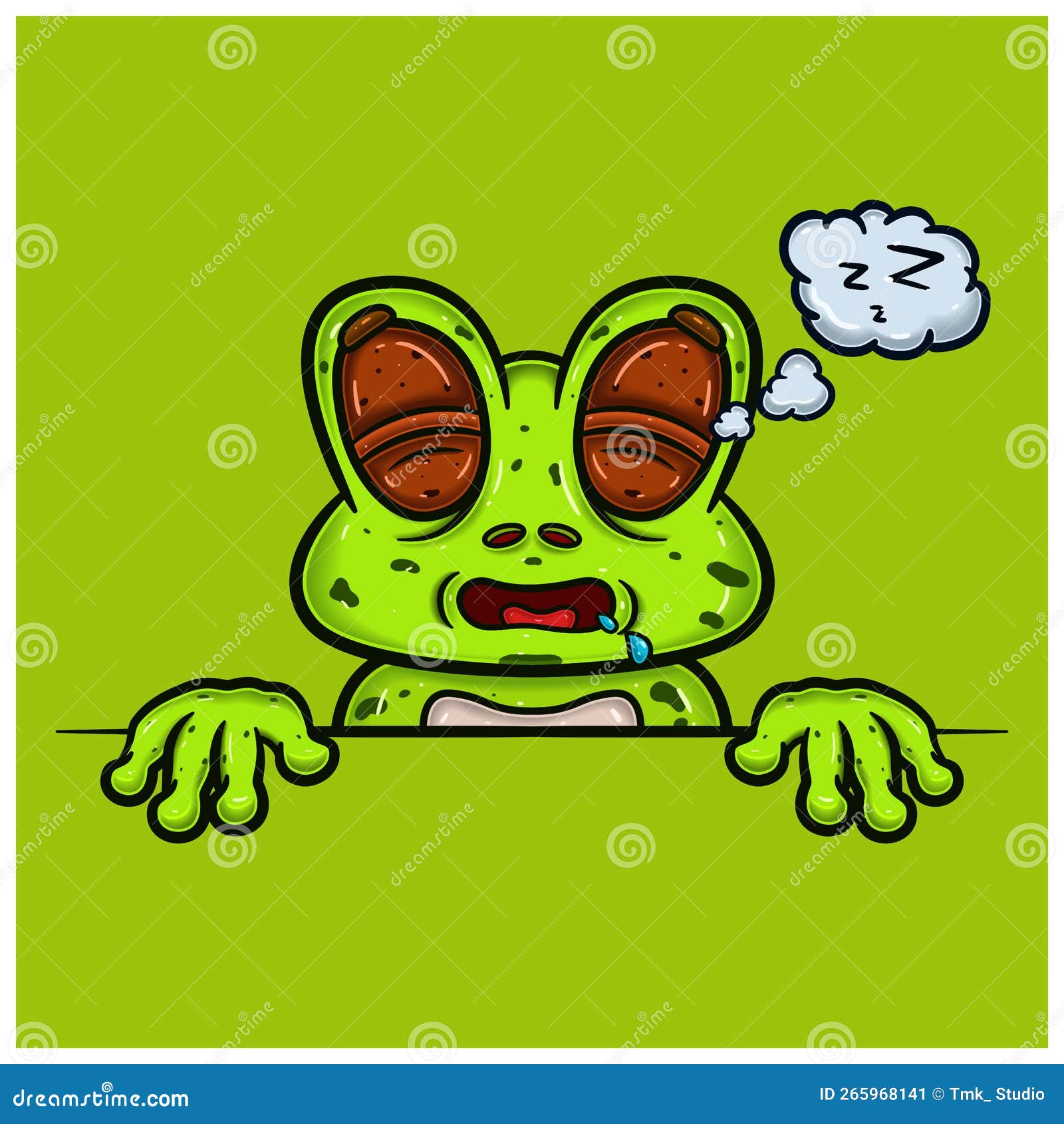 Sleep Face Expression with Frog Cartoon. Stock Vector - Illustration of ...
