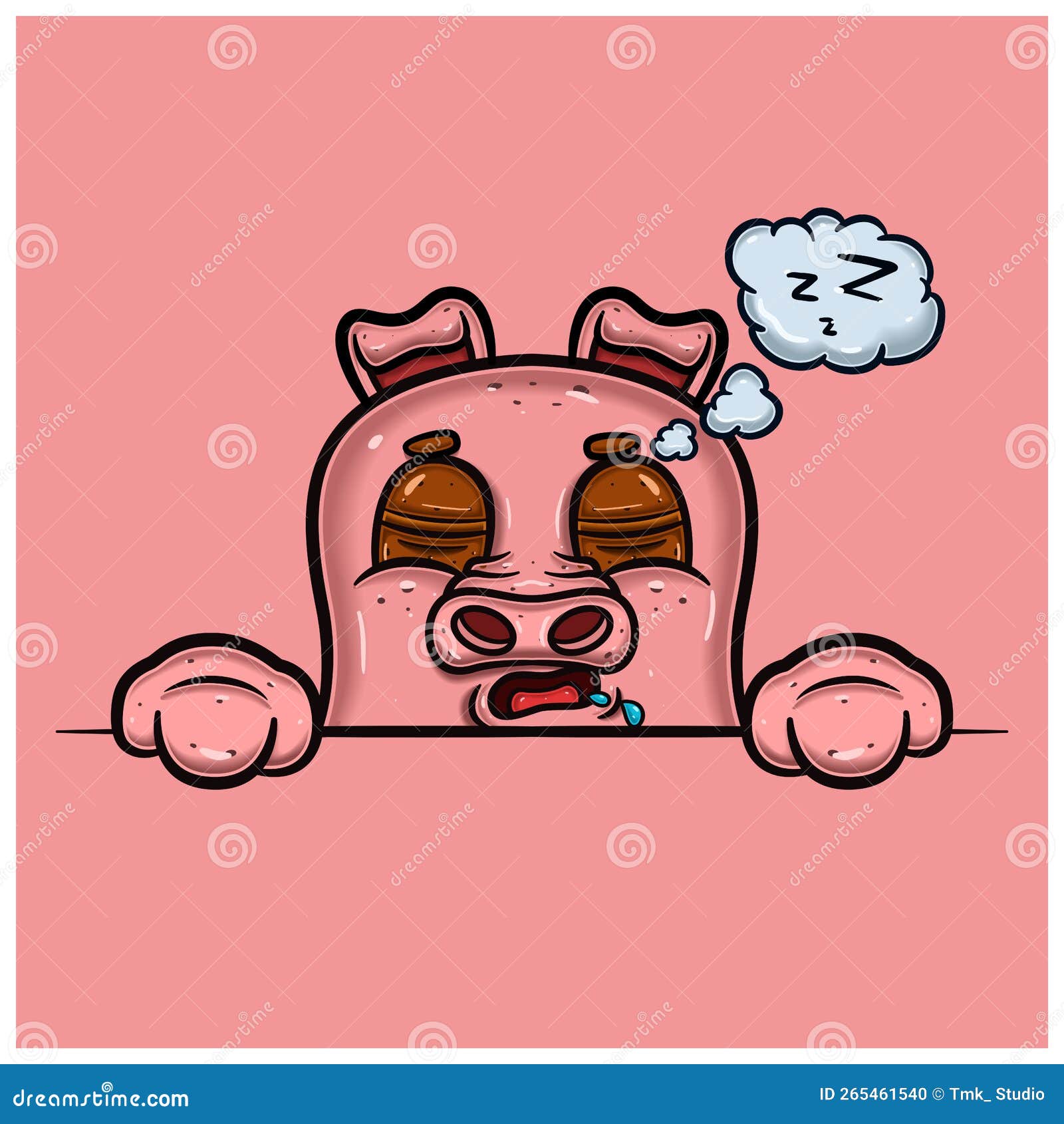 Sleep Face Expression with Pig Cartoon. Stock Vector - Illustration of ...