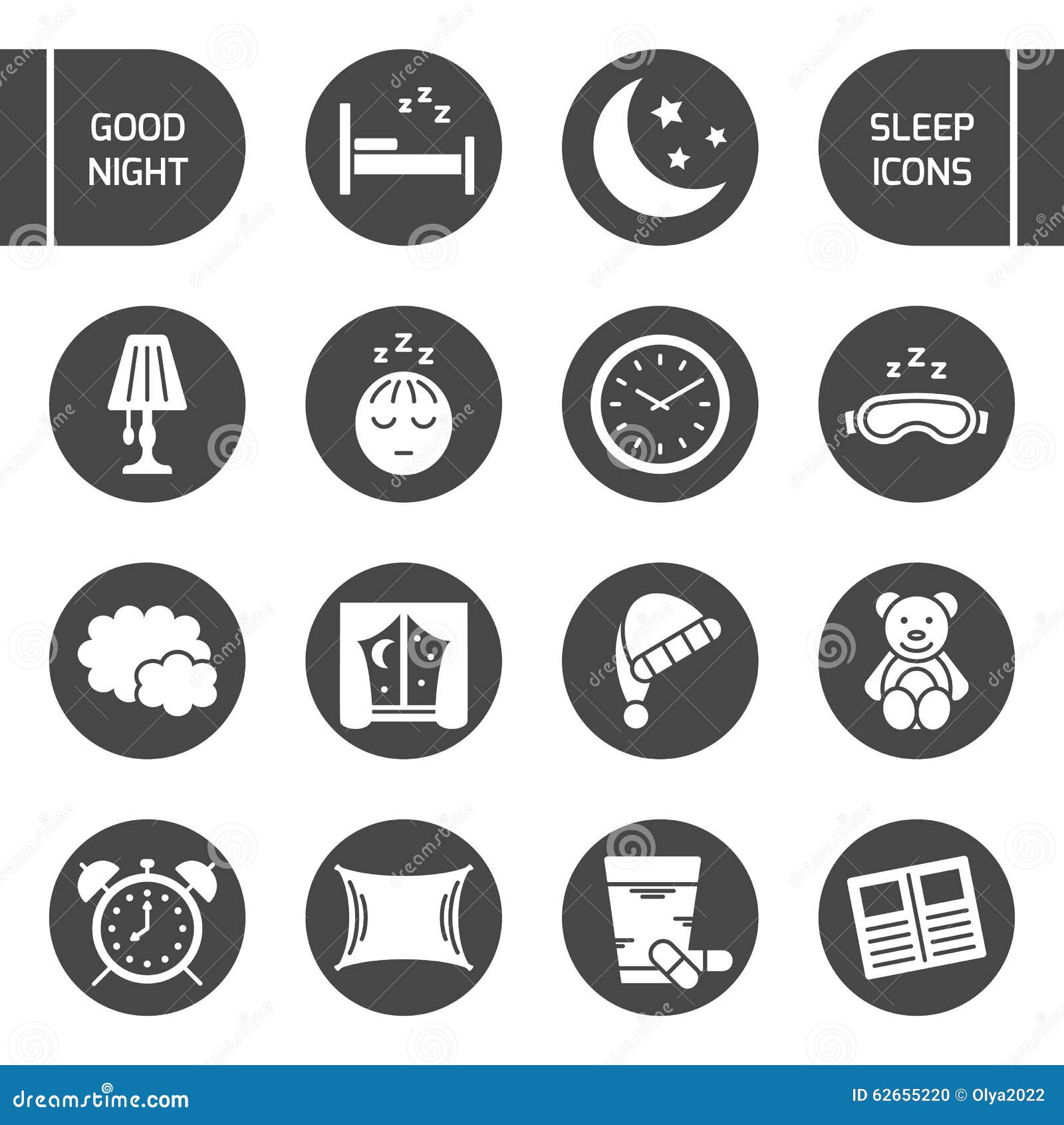 Sleep icon. stock vector. Illustration of relax, border - 62655220