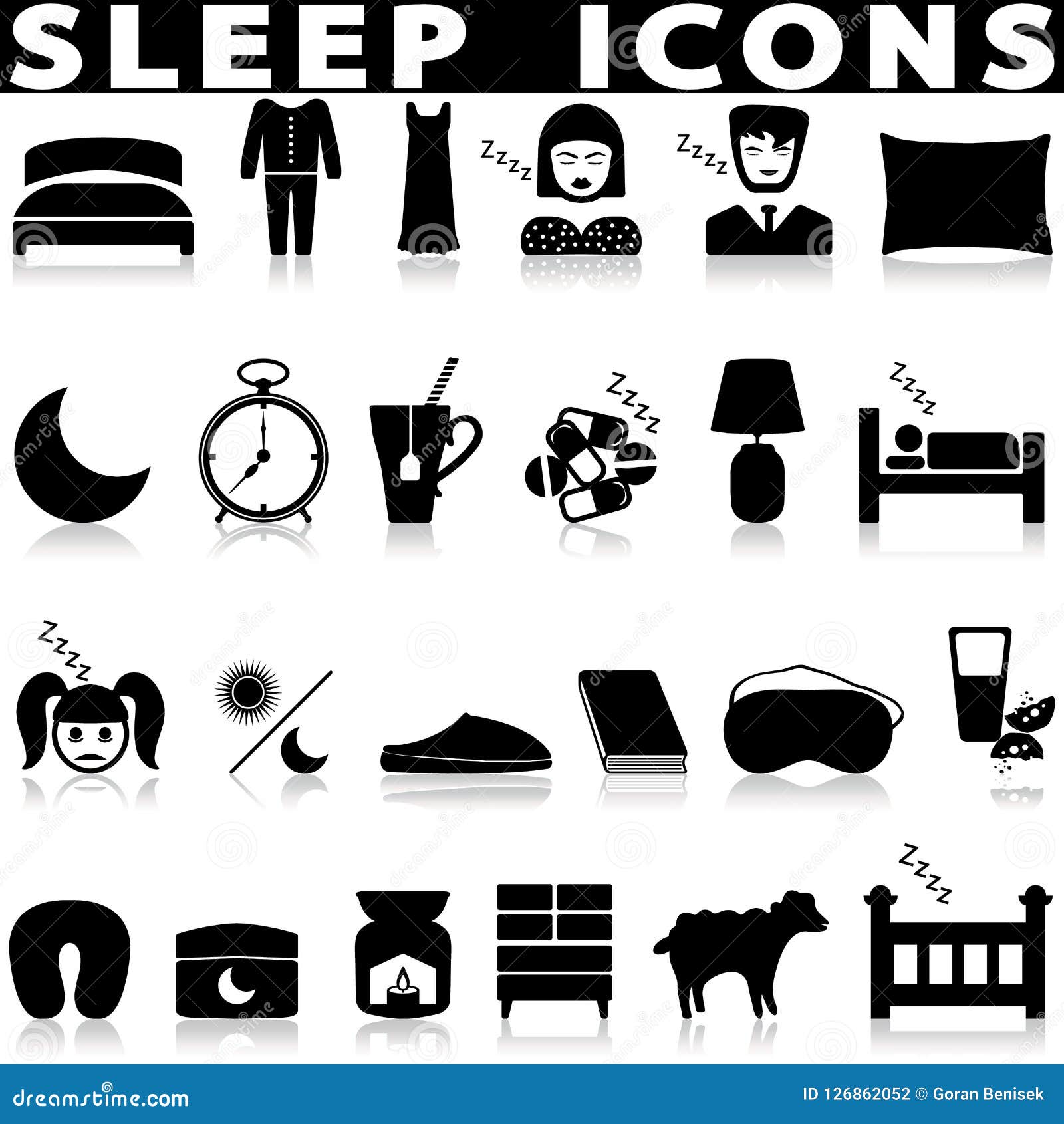Sleep icons. stock vector. Illustration of insomnia - 126862052