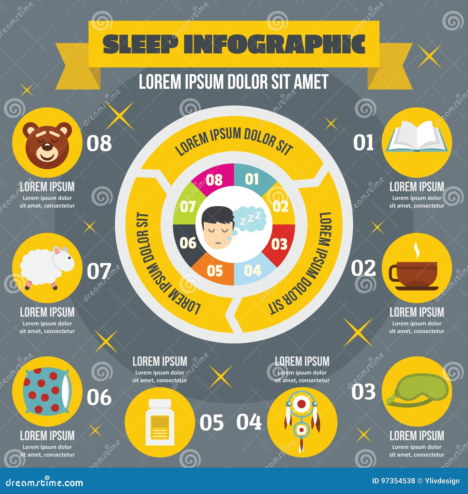 Sleep Infographic Concept, Flat Style Stock Vector - Illustration of ...
