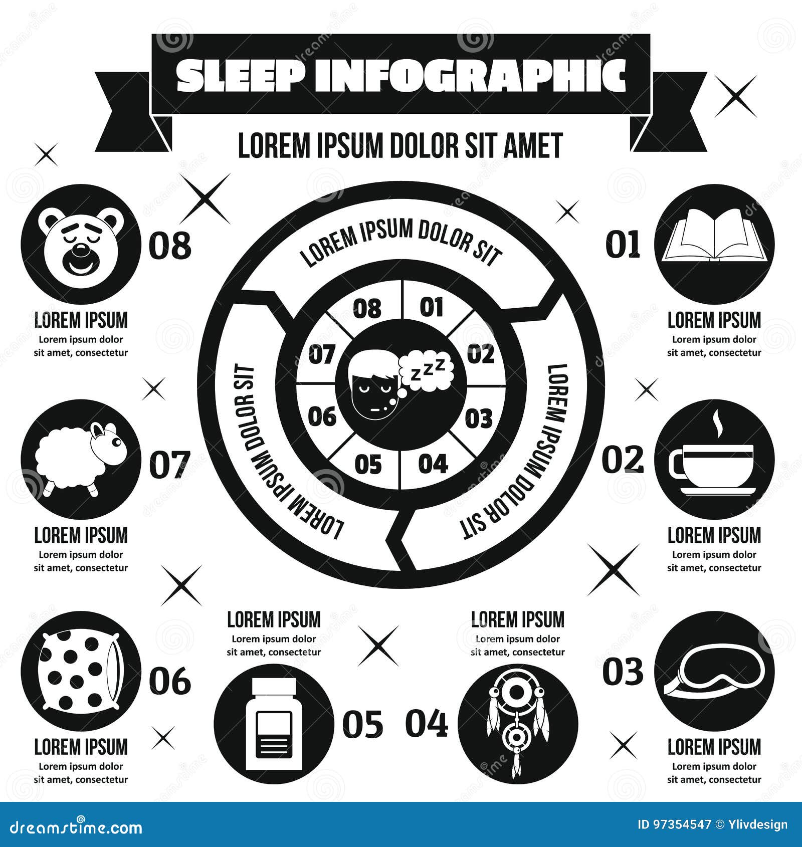 Sleep Infographic Concept, Simple Style Stock Vector - Illustration of ...