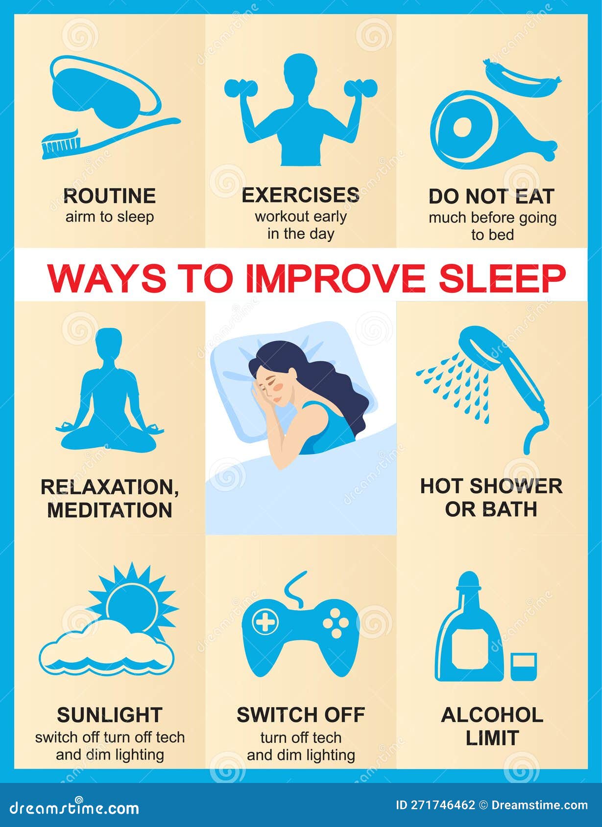 Sleep Infographic Rules Of Healthy Sleep Stock Vector Illustration