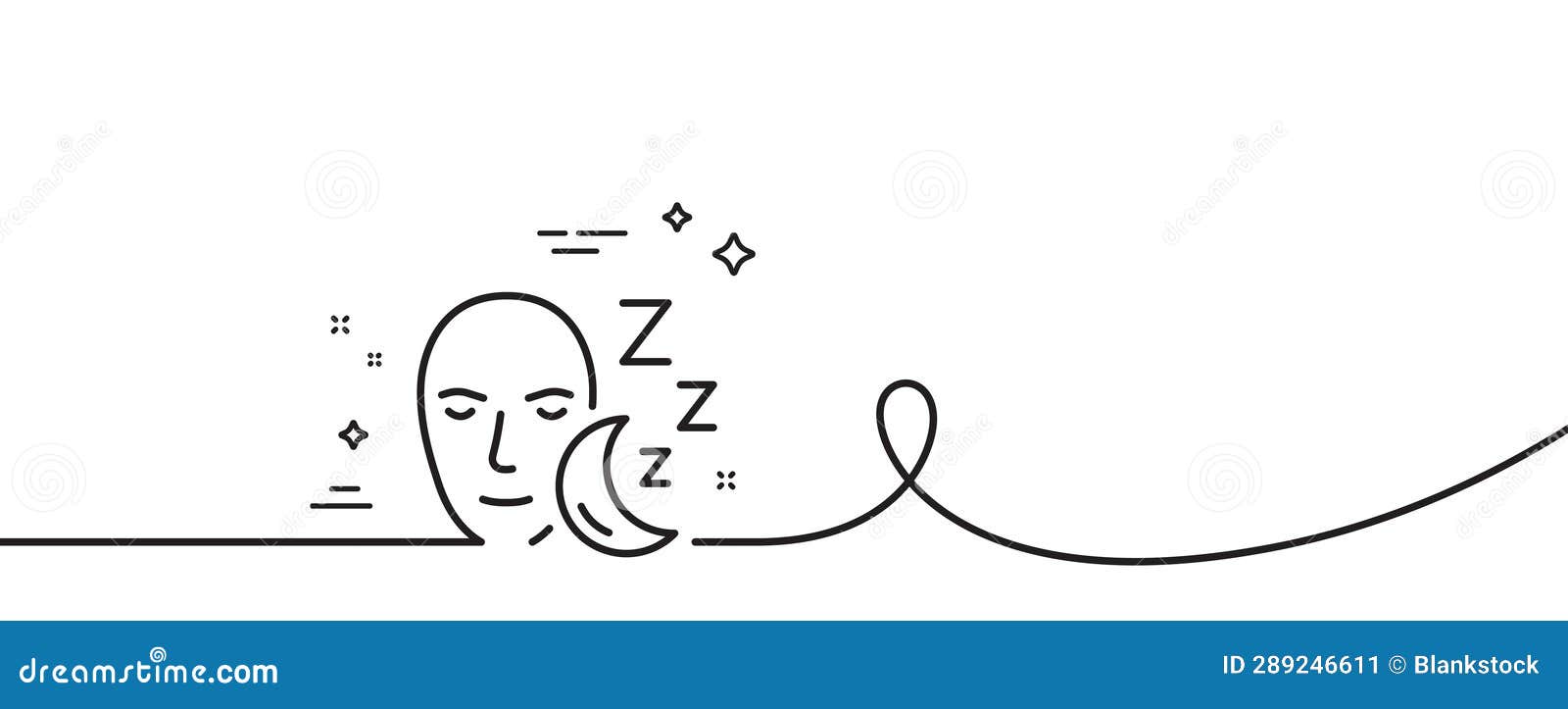 Sleep Line Icon. Night Rest Sign. Continuous Line with Curl. Vector ...