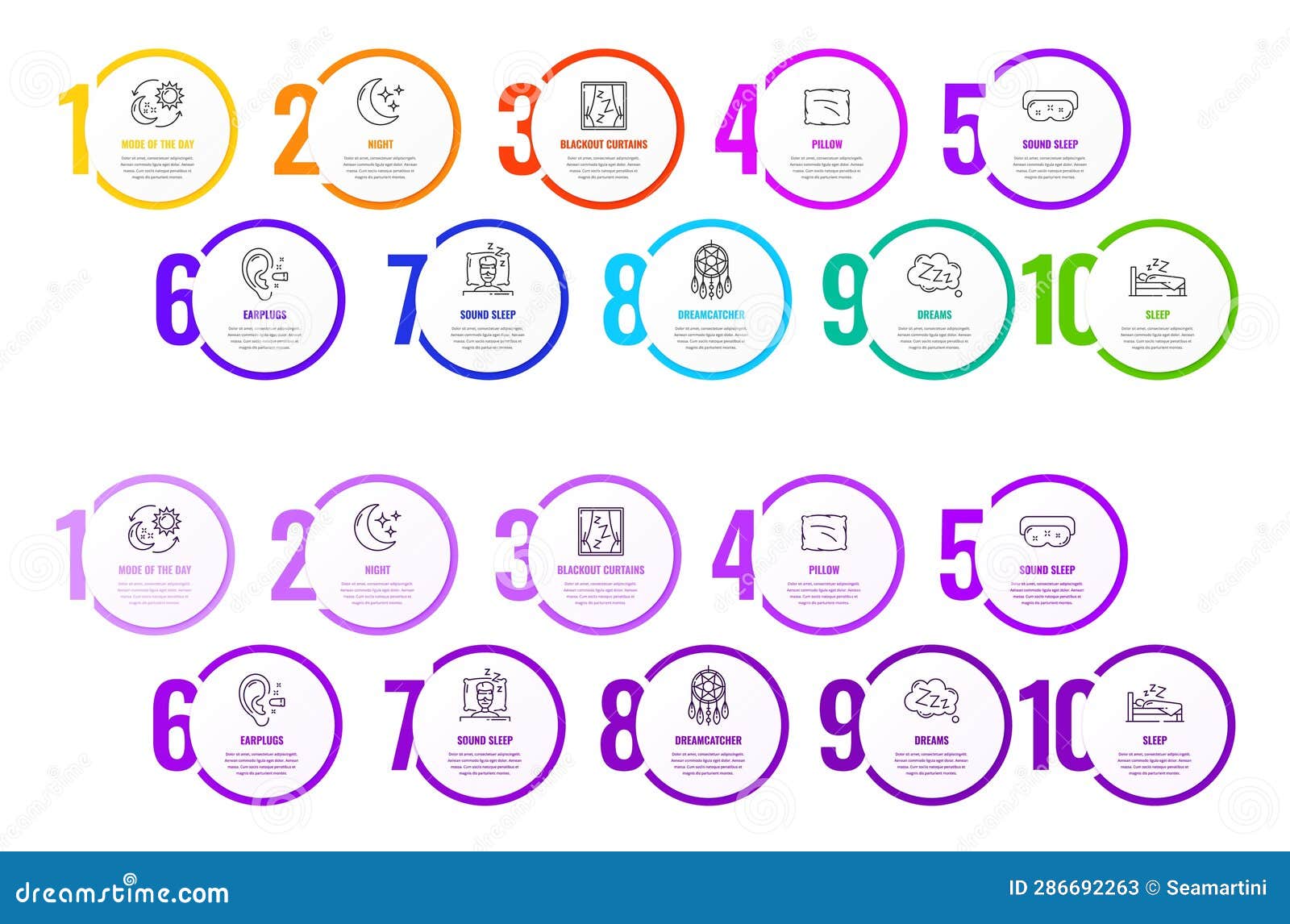 Sleep Line Infographics. Step Diagrams or Charts Stock Vector ...