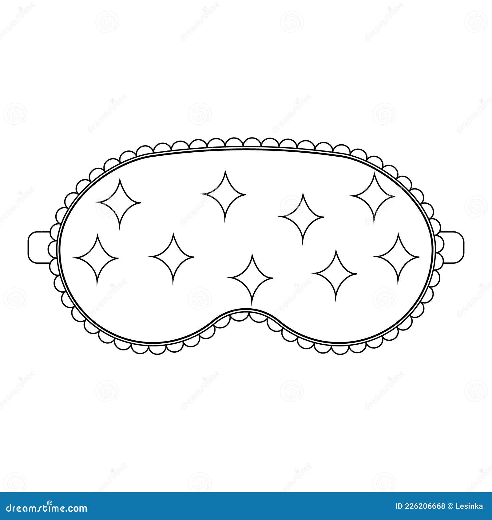 Sleep Mask with a Pattern, Black Outline, Isolated Vector Illustration ...