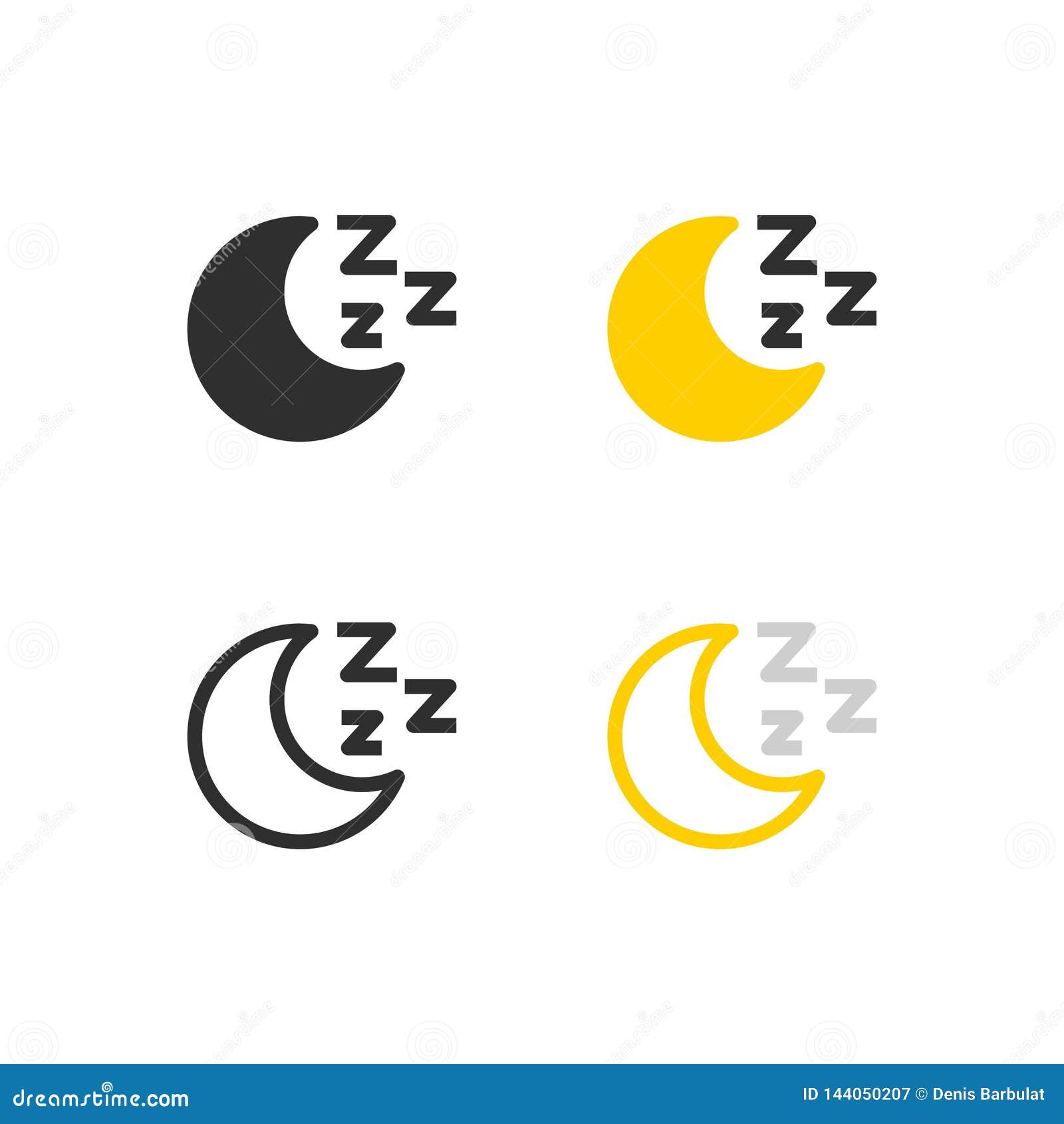 Sleep mode icons stock vector. Illustration of moon - 144050207