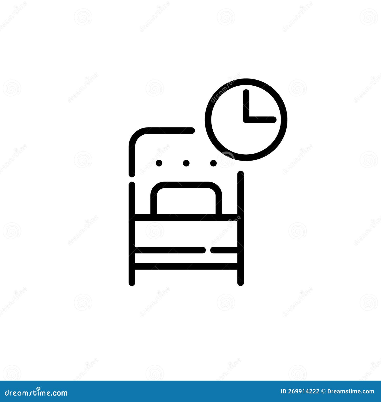 Sleep Routine. Single Bed and Clock. Pixel Perfect, Editable Stroke ...
