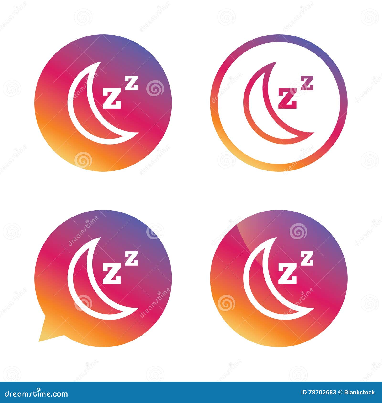 Sleep Sign Icon. Moon with Zzz Button Stock Vector - Illustration of ...