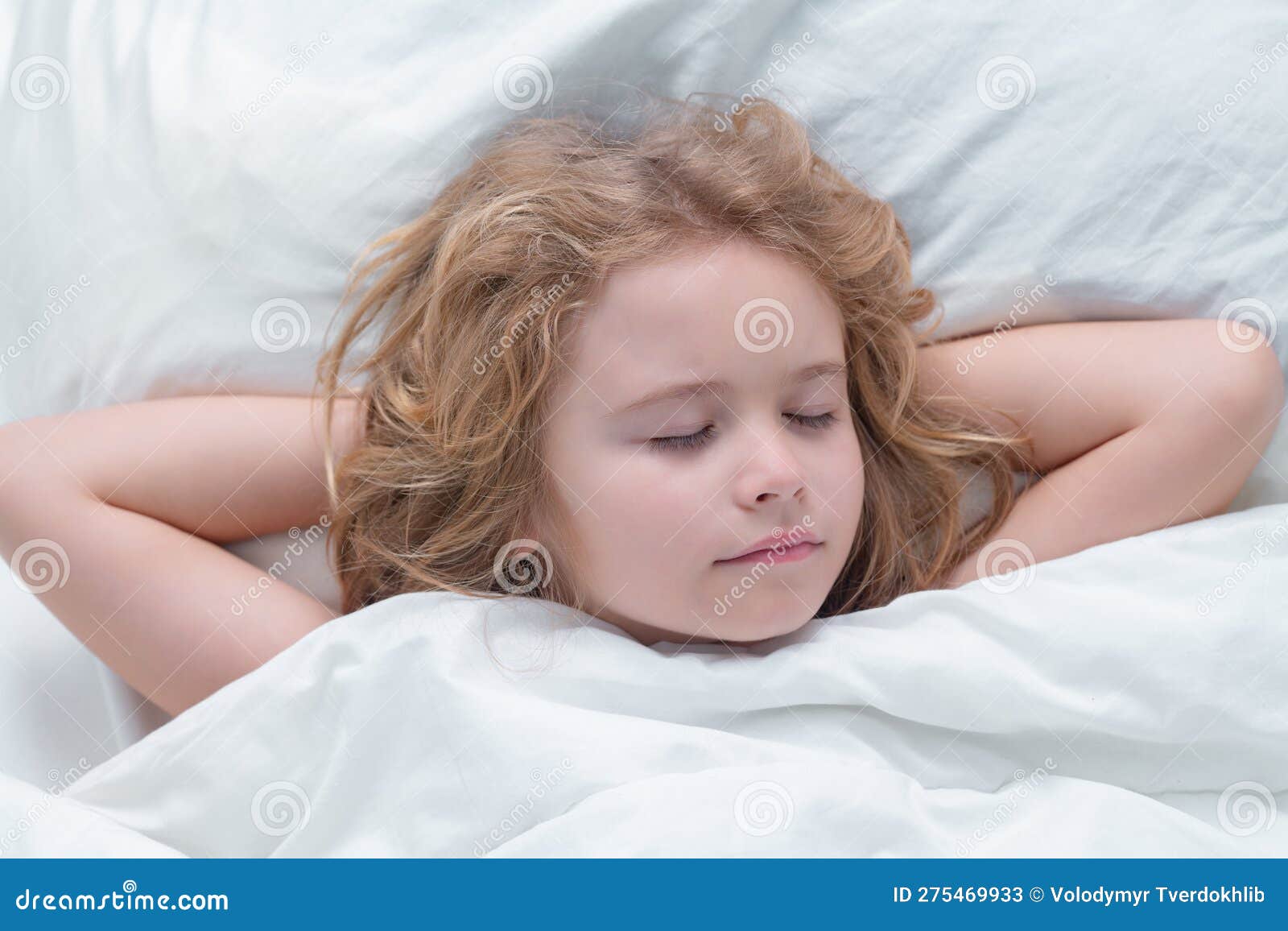 Sleep, Sleeping Concept. Adorable Kid Sleeps in Bed. Sleeping Child ...