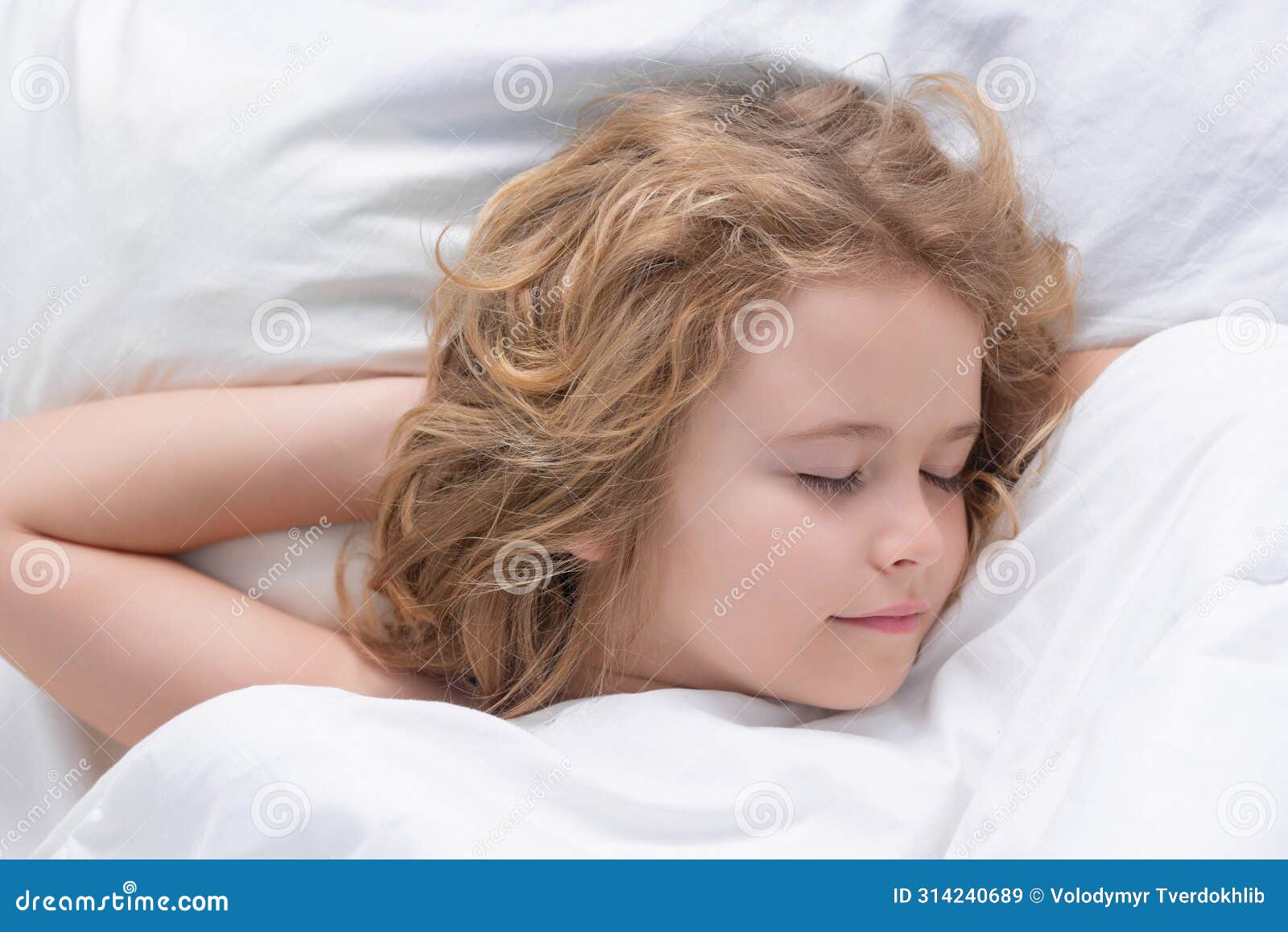 Sleep, Sleeping Concept. Kid Sleeps on Bed, Napping. Cute Child ...