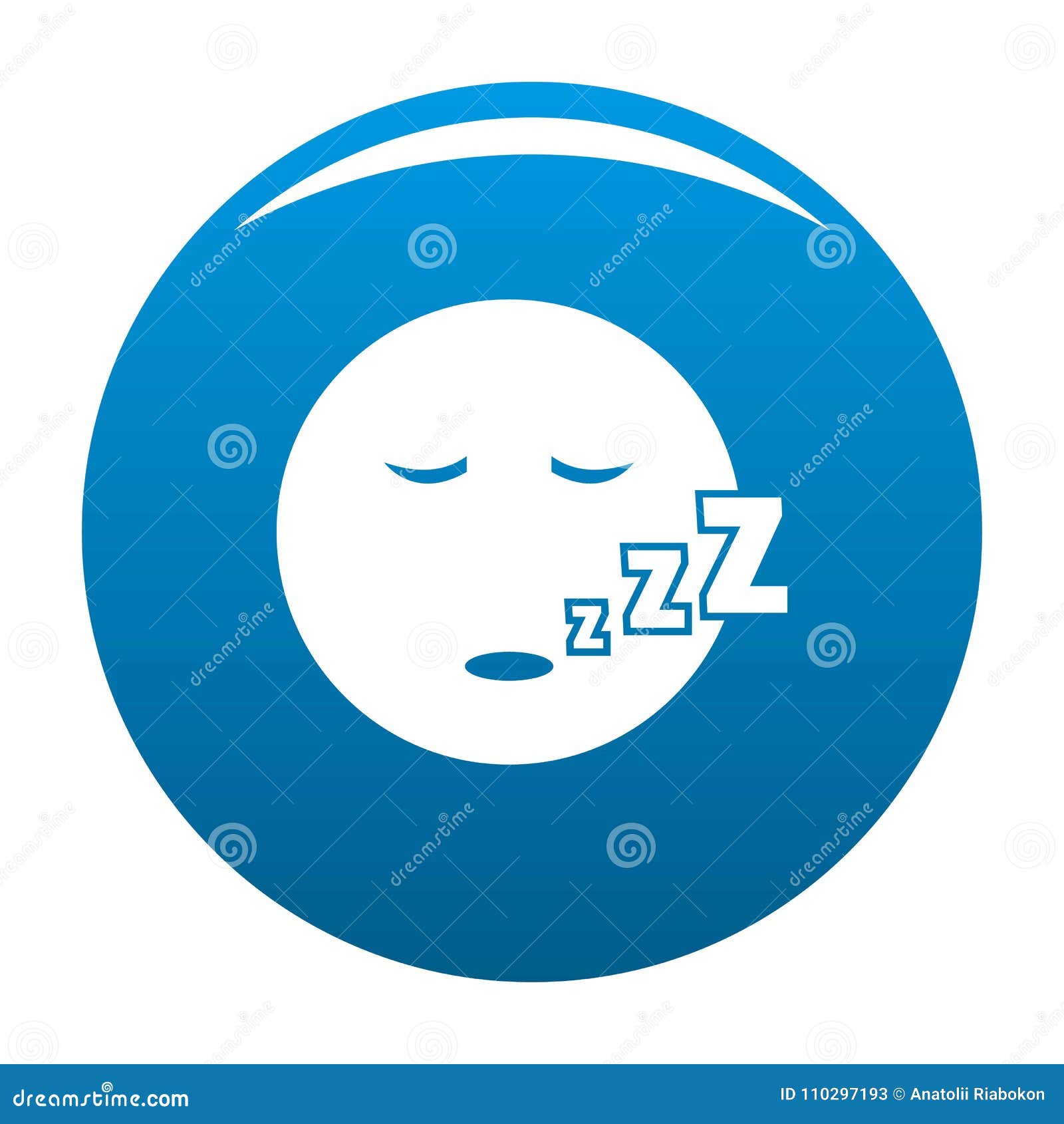 Sleep Smile Icon Blue Vector Stock Vector - Illustration of button ...
