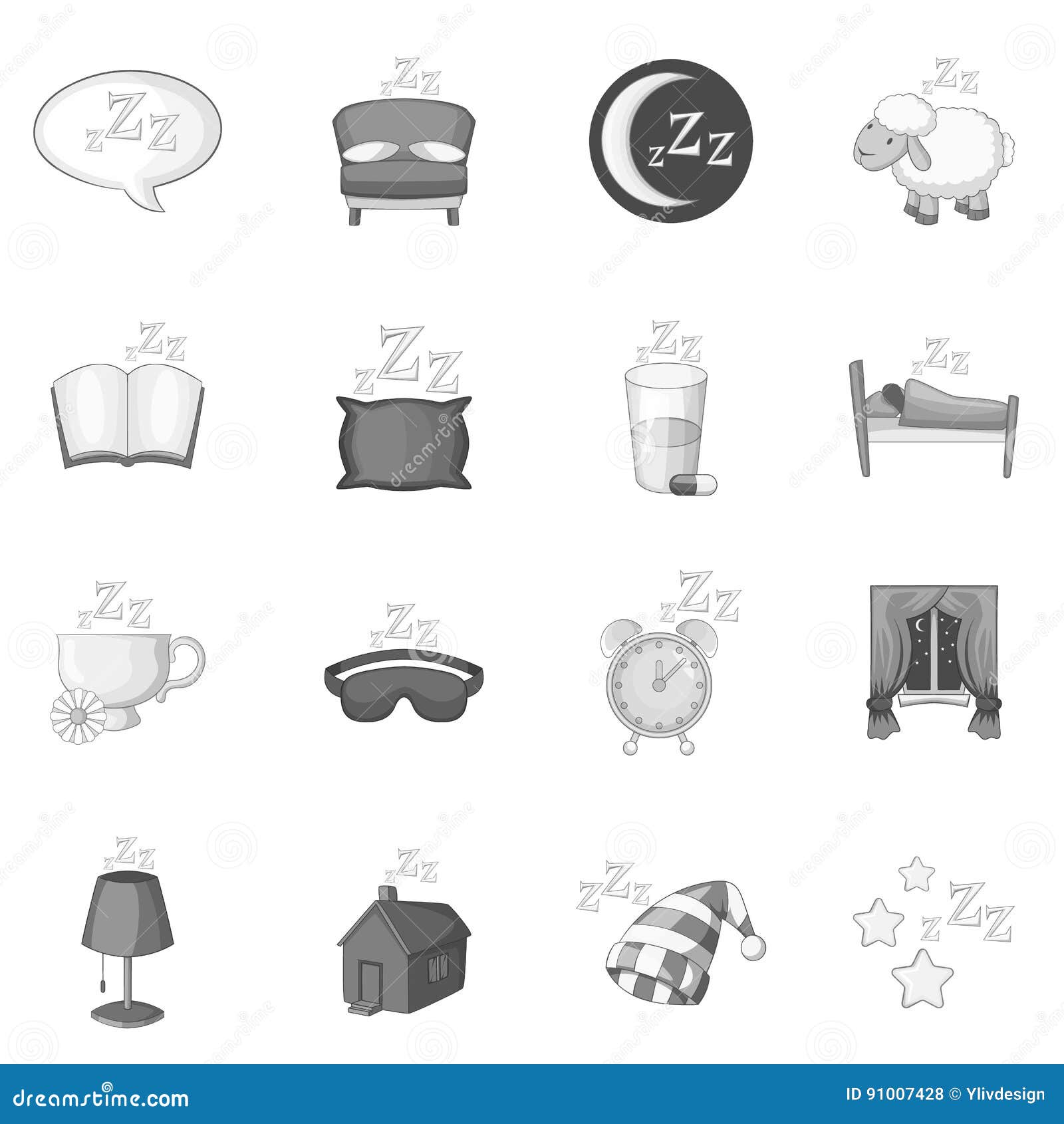 Sleep Symbols Icons Circle Vector Illustration | CartoonDealer.com ...
