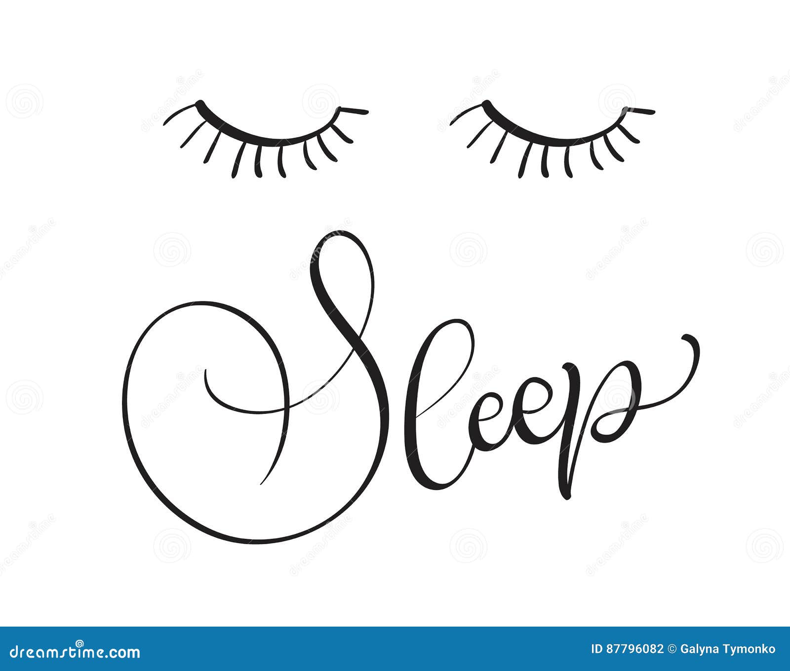 Sleep Text on White Background. Calligraphy Lettering Vector ...