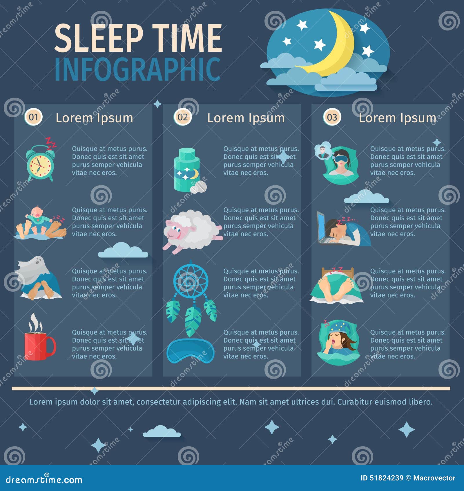 Sleep Time Infographics stock vector. Illustration of dream - 51824239