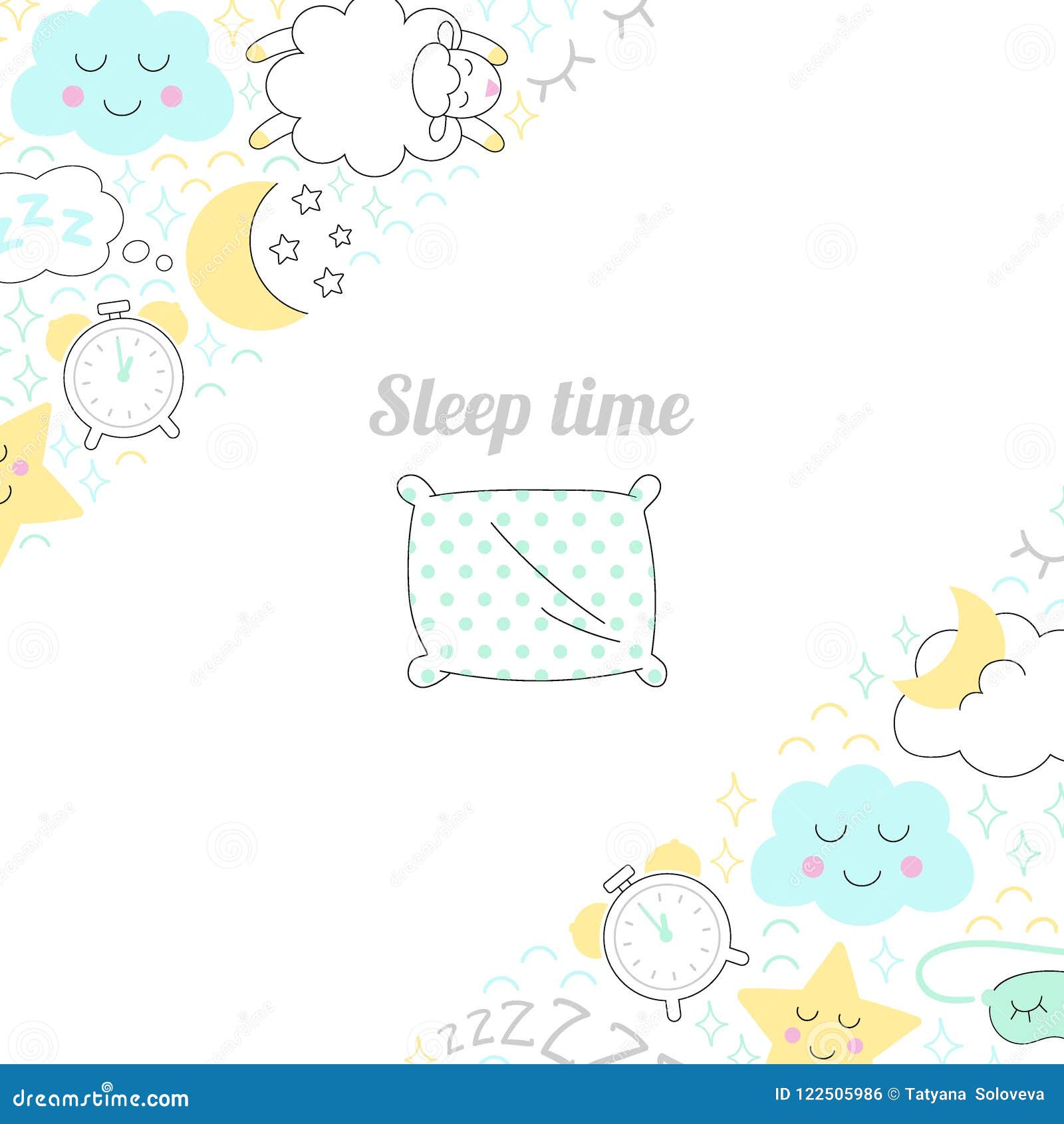 Sleep Time Sketch Banner Vector. Stock Illustration - Illustration of ...