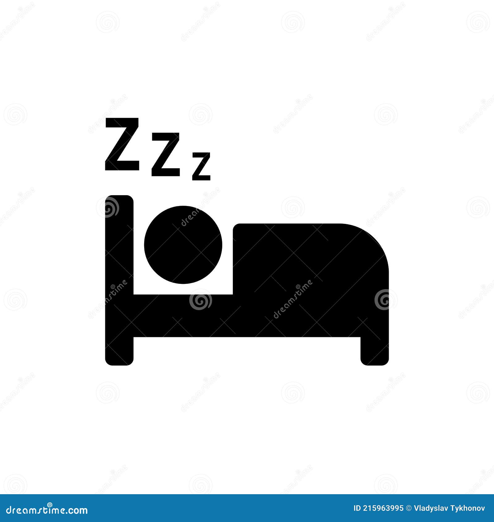 Sleep Vector Icon. Man Sleeping on Bed Symbol Isolated. Vector ...
