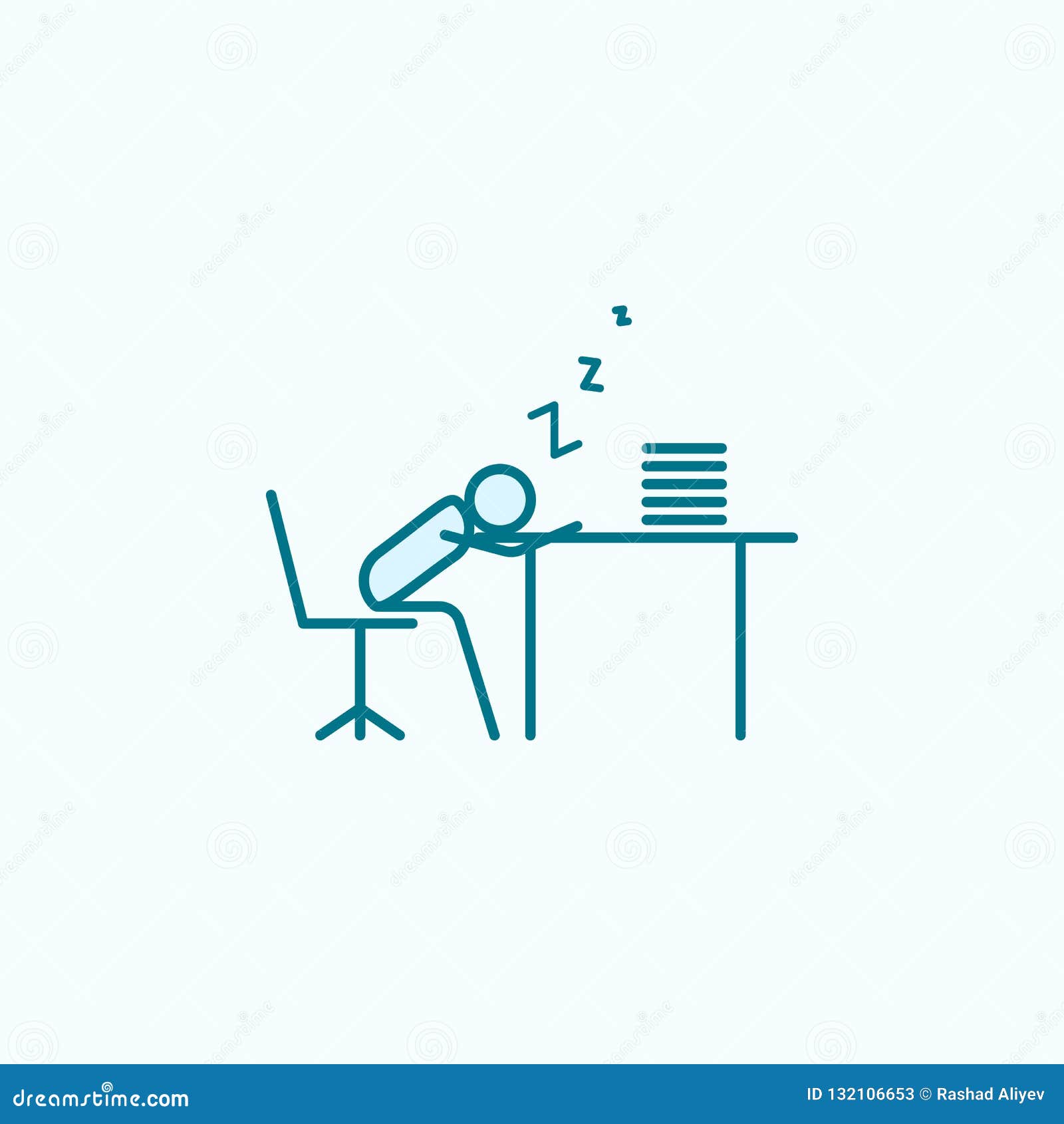 Sleep at work outline icon stock illustration. Illustration of manager ...