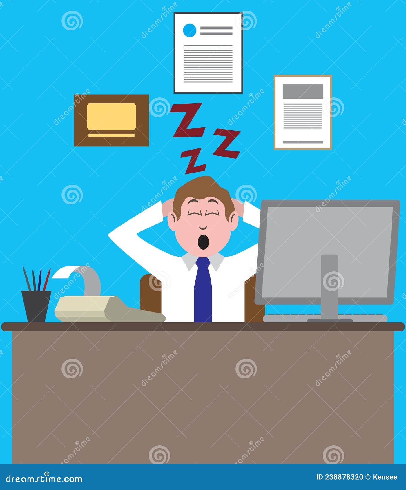 Fast Asleep Cartoon Businessman Stock Vector - Illustration of humor ...