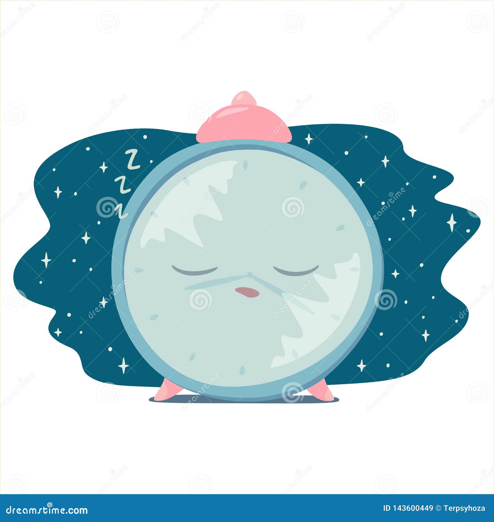 Sleeping alarm clock stock vector. Illustration of asleep - 143600449